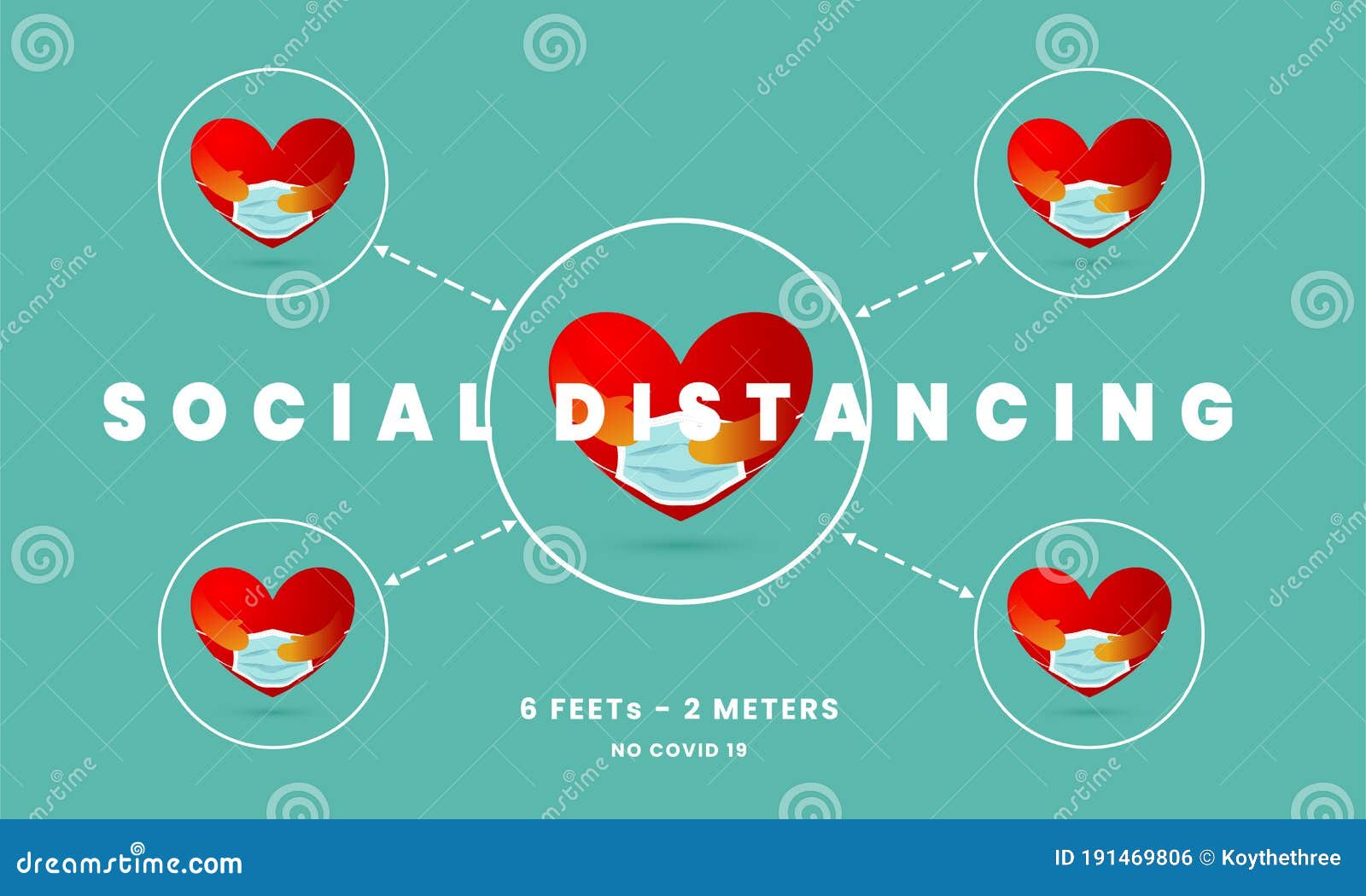 Social Distancing Heart Wearing Mask1 Stock Vector - Illustration of ...