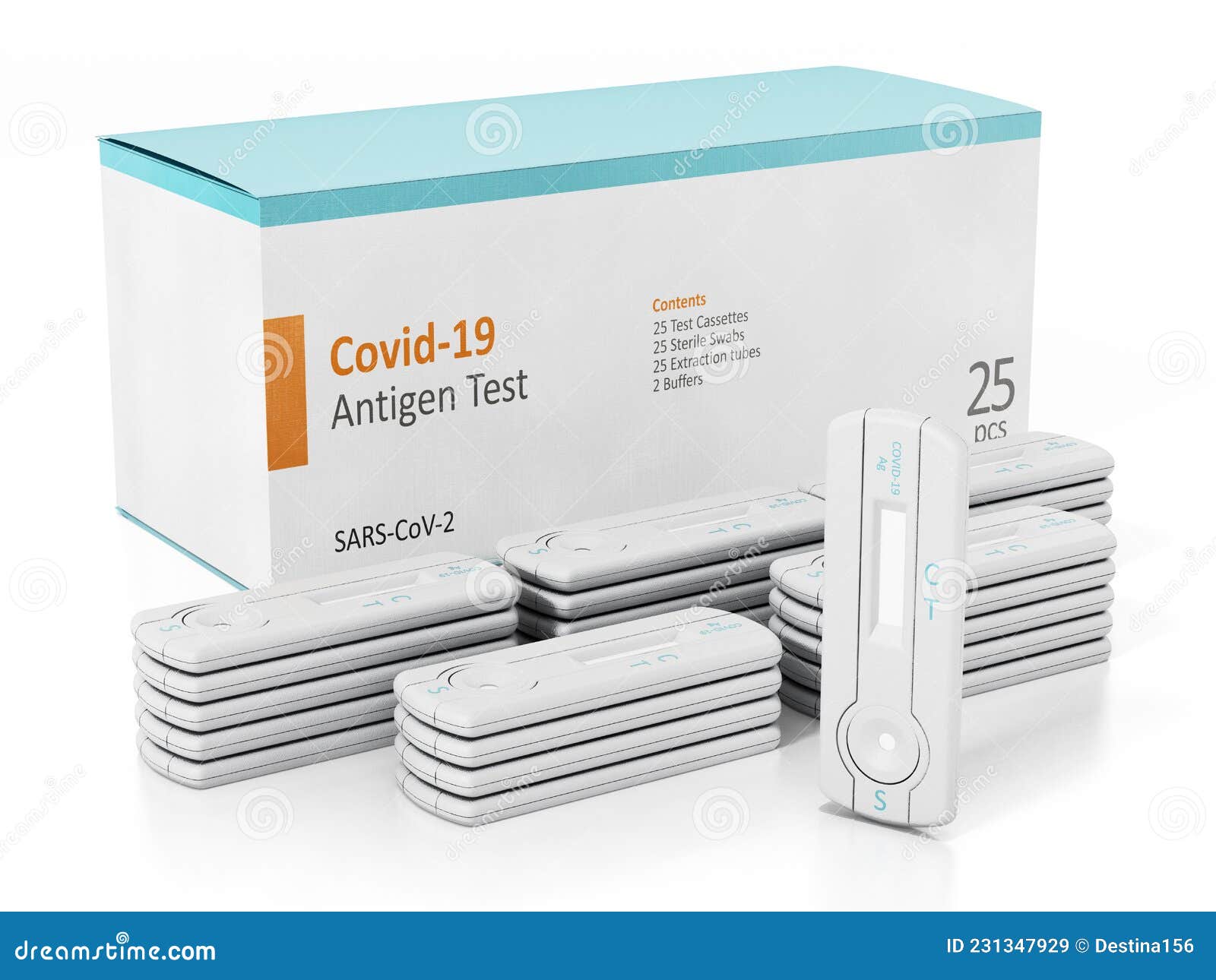 Covid-19 Antigen Test Kit Isolated on White Background. 3D Illustration ...
