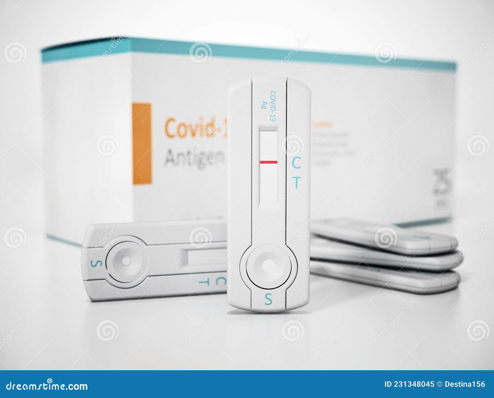 Covid-19 Antigen Test Kit Isolated on White Background. 3D Illustration ...