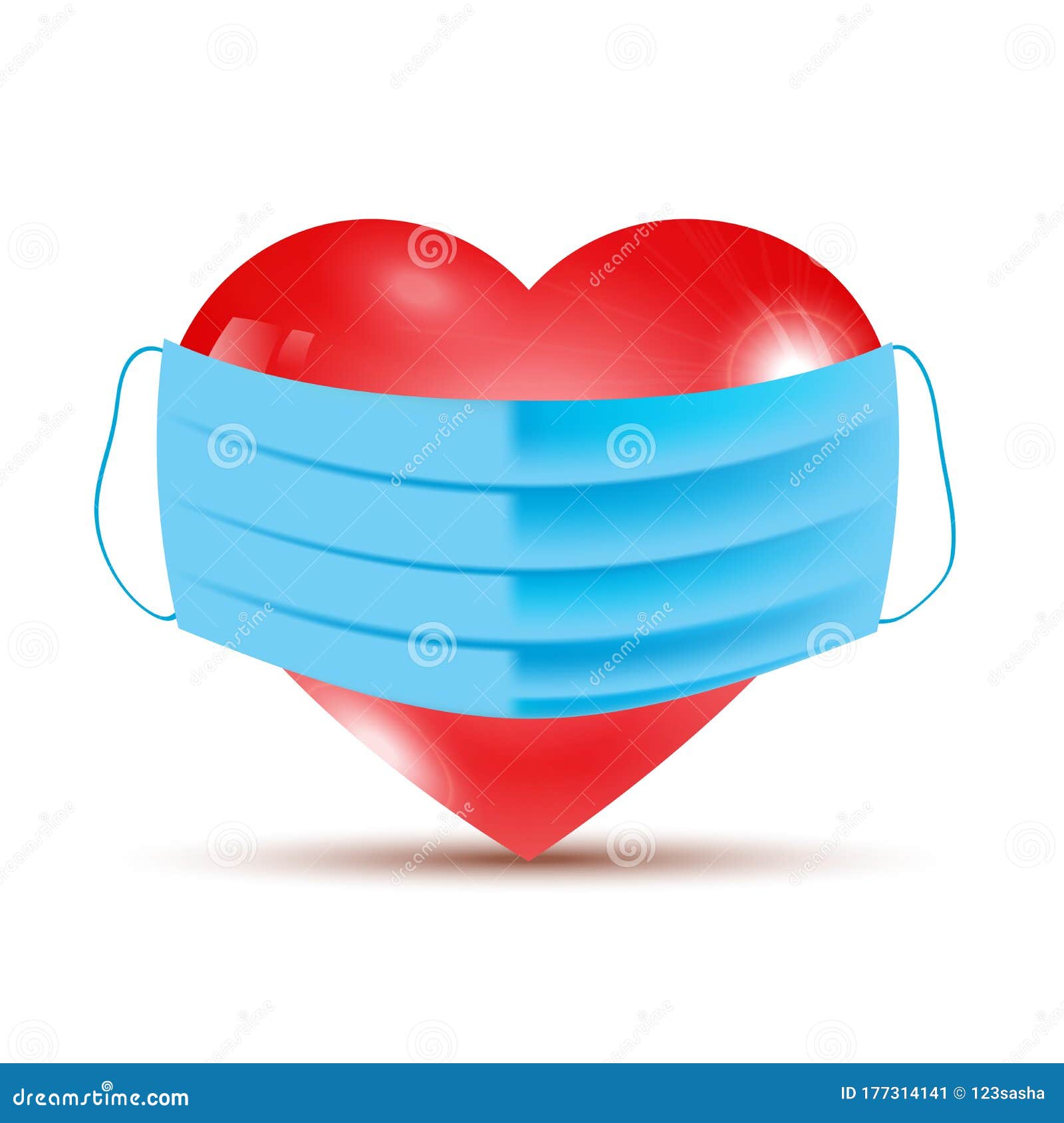 COVID-19 Banner with the Heart Protected by Mask Stock Vector ...