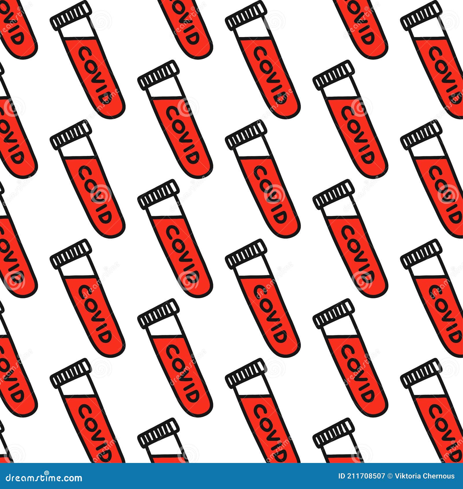 Covid Blood Test Doodle Pattern, Vector Color Illustration Stock Vector ...