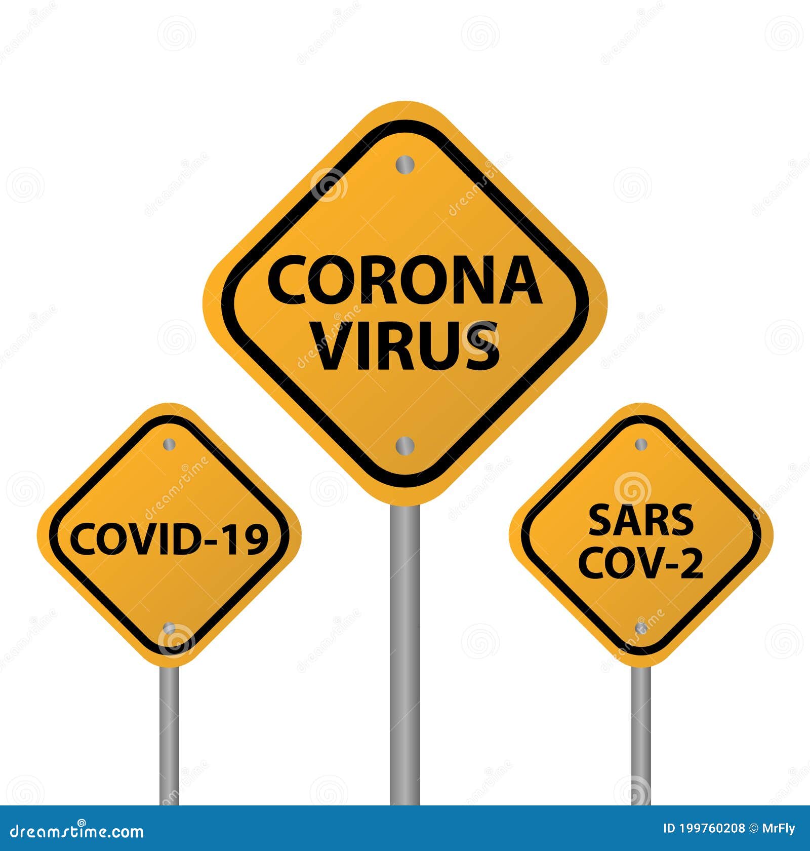 Covid-19 Bright Orange Signs, Vector Illustration Stock Vector ...