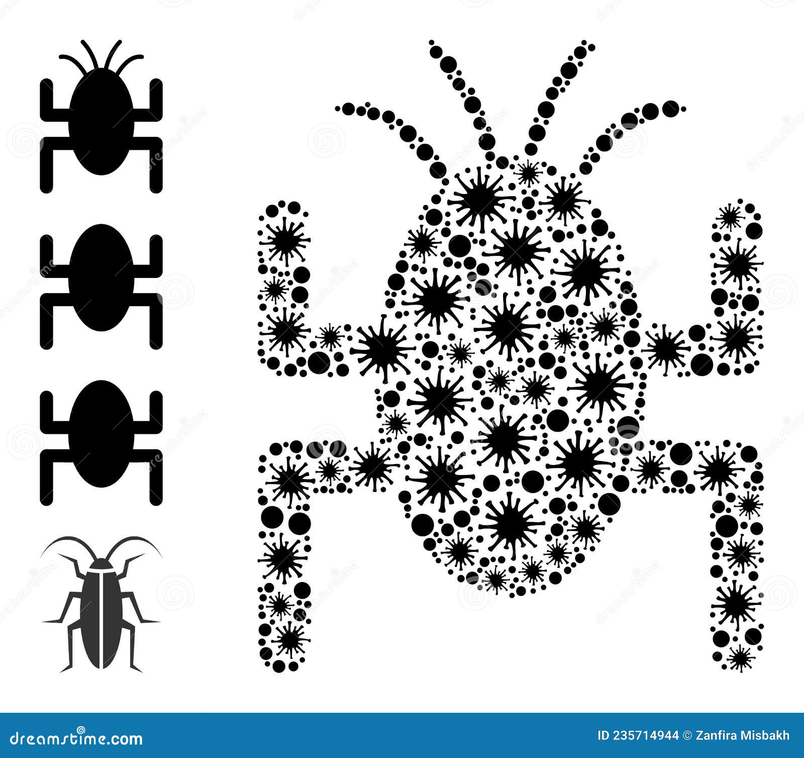 Covid-2019 Bug Tick Collage Icon and Additional Icons Stock Vector ...