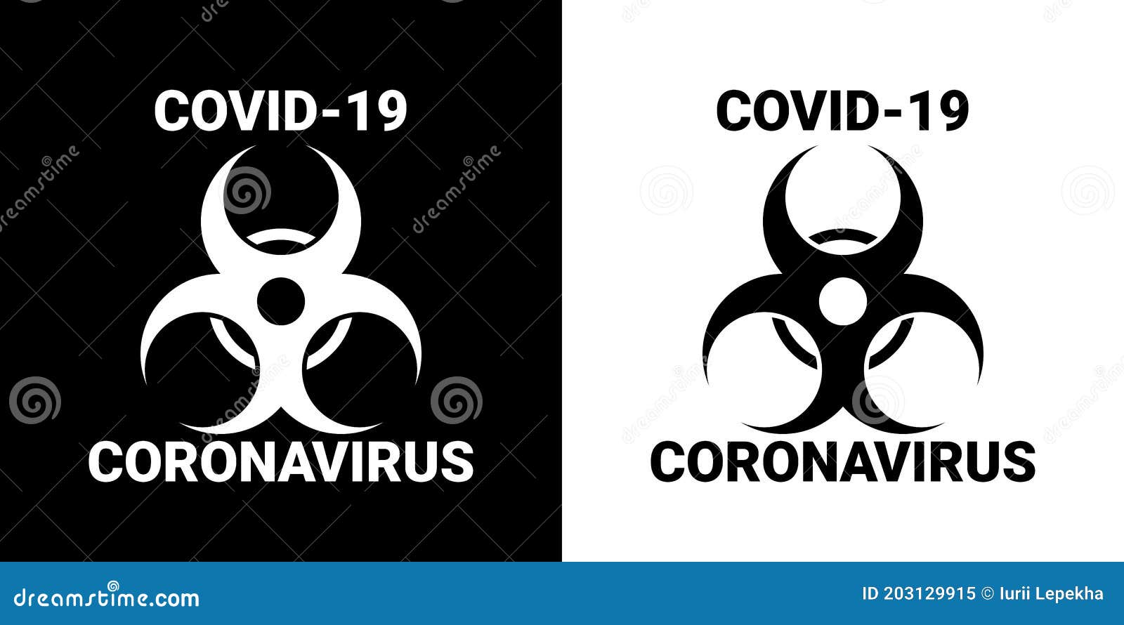 Covid-19 Coronavirus, Biohazard Symbol on Dark and Light Background ...