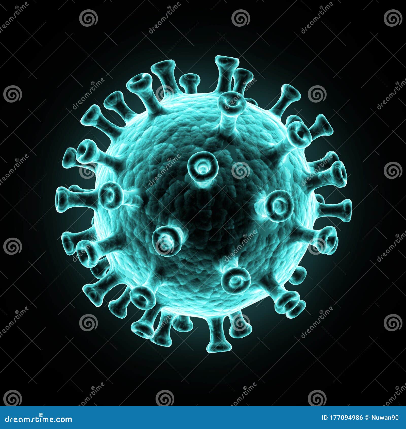 Covid-19 Coronavirus Design. Microscopic of Single Virus Cell Isolated ...