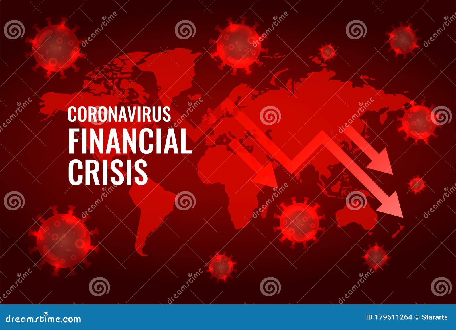 Covid19 Coronavirus Global Economy Downfall Arrow Background Stock ...