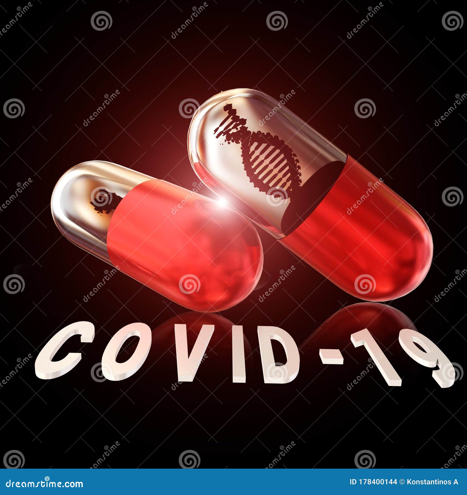Covid-19 Coronavirus New Therapy Capsule Dna - 3d Rendering Stock ...