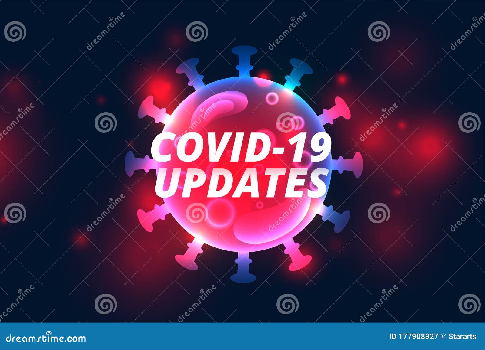 Covid-19 Coronavirus Updates Banner with Virus Cell Stock Vector ...