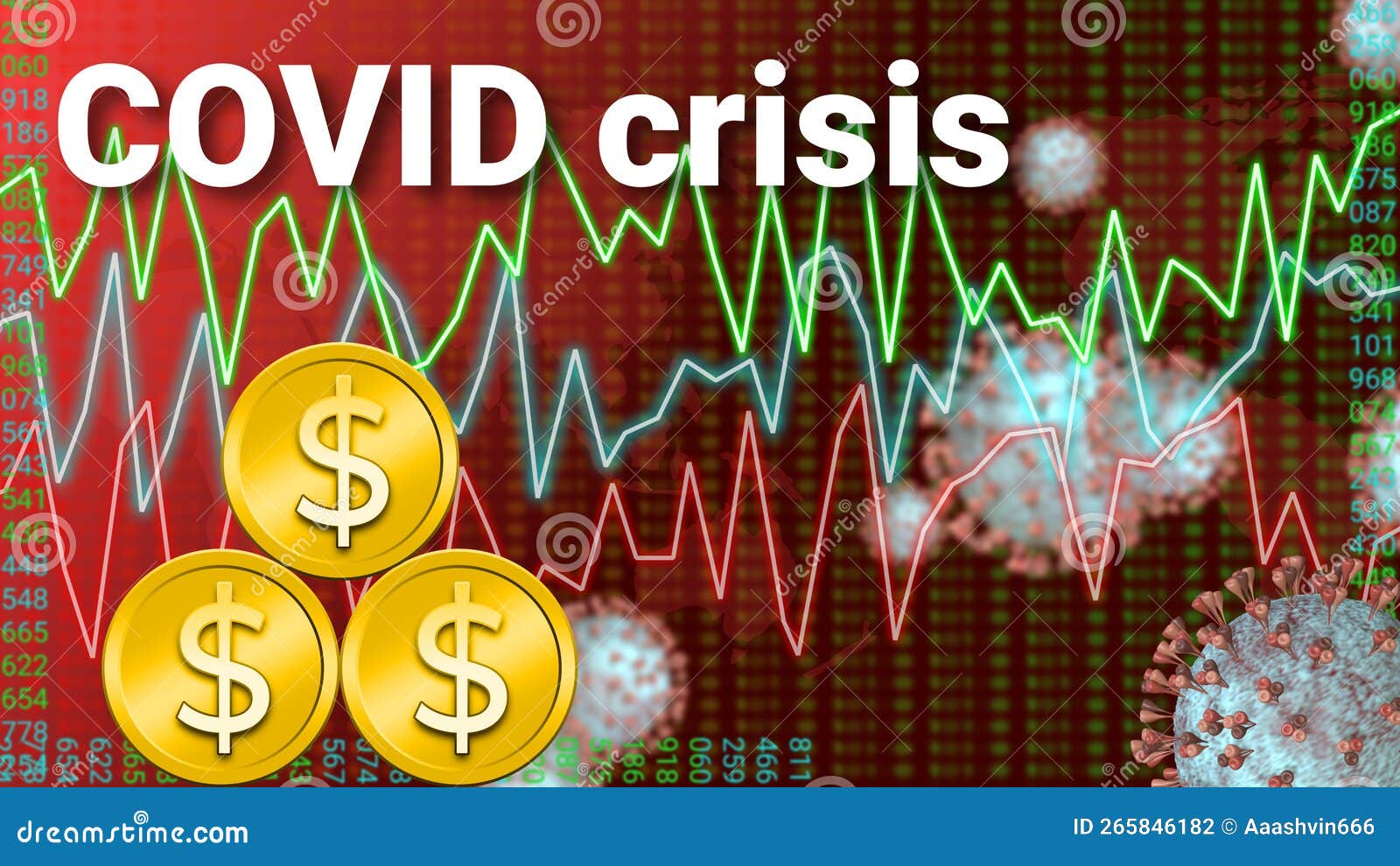 Covid Crisis Illustration with Number and Graph Line Stock Illustration ...