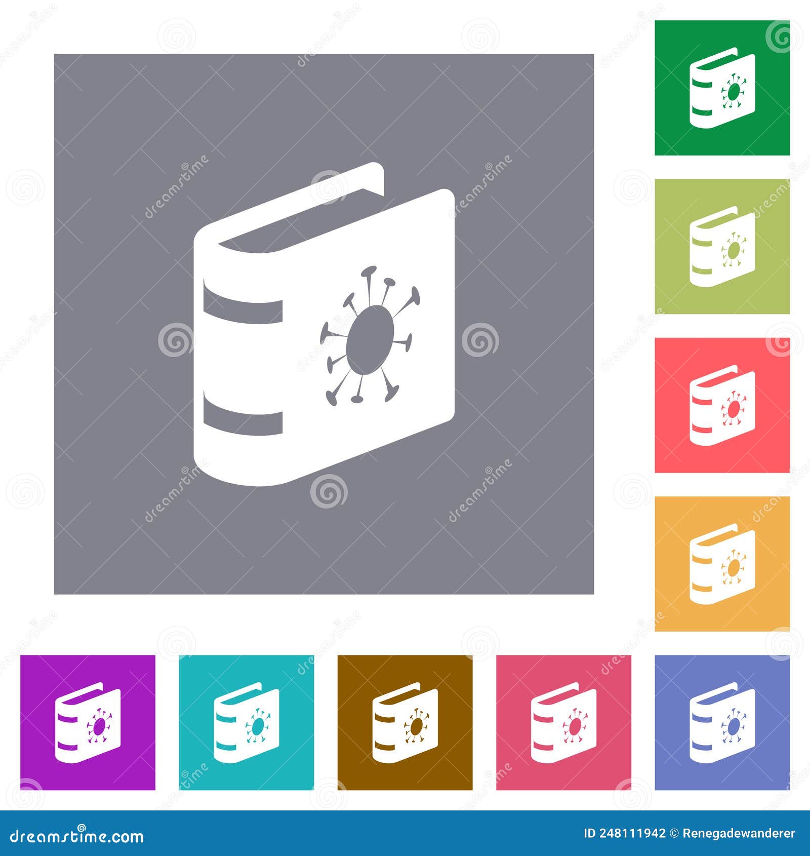 Covid Documentation Square Flat Icons Stock Vector - Illustration of ...