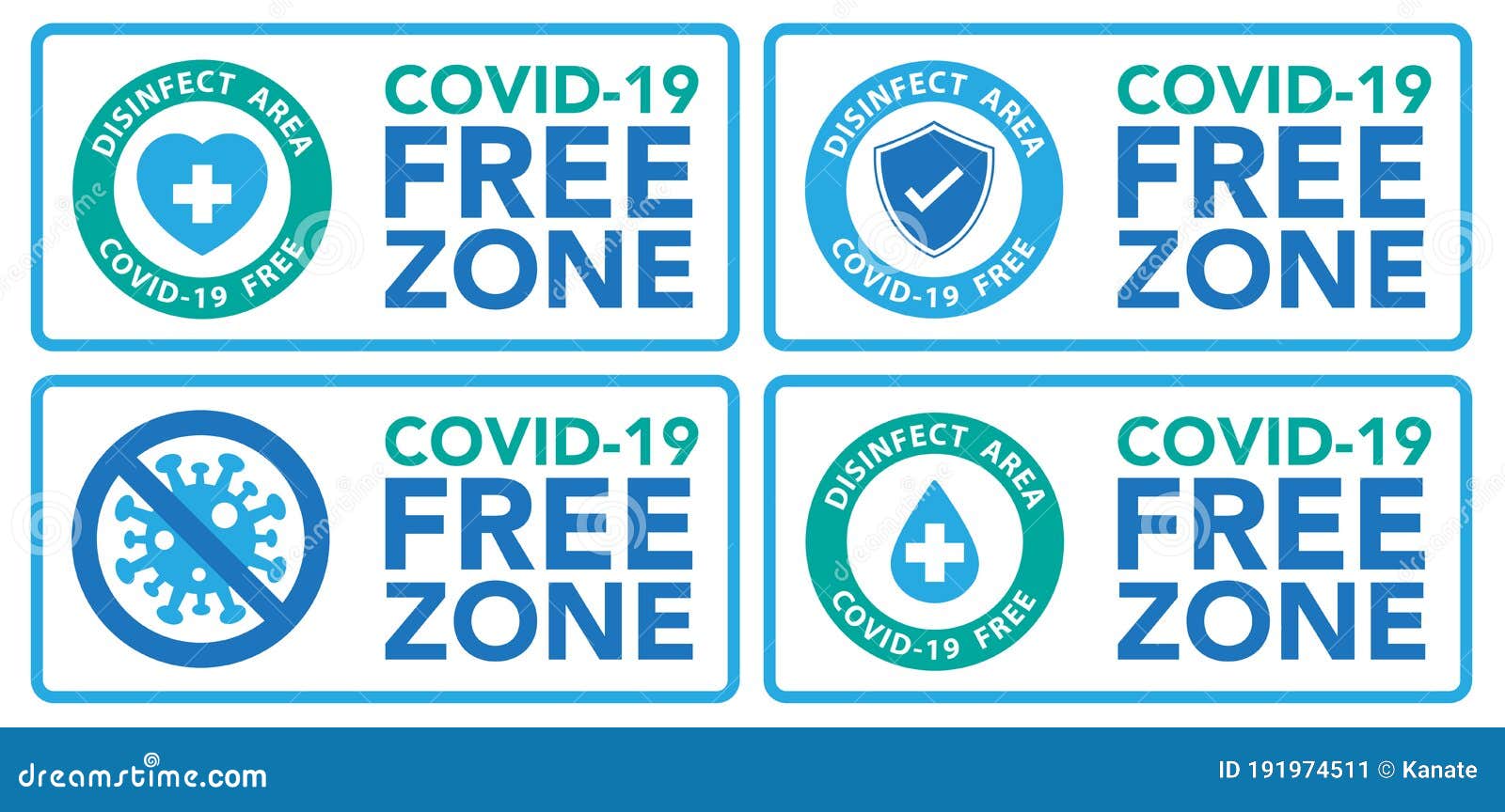 Covid free zone sig.eps10 stock vector. Illustration of safe - 191974511