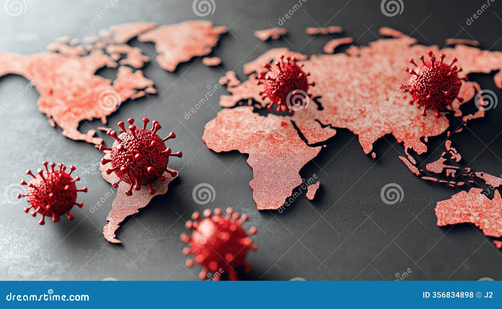 Covid-19 Global Spread Concept with Virus Models on World Map Stock ...