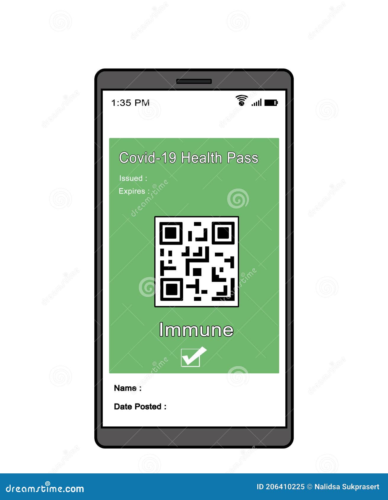 Covid-19 Health Passport Mobile Phone App Stock Illustration ...