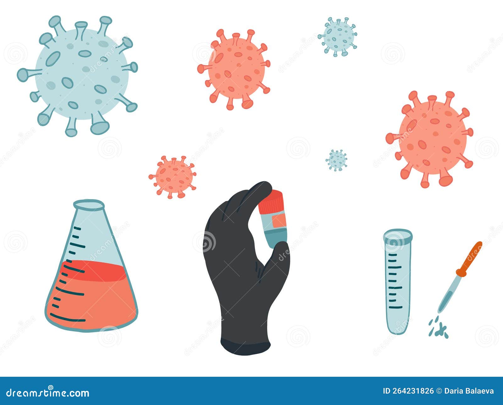 Covid-19 Illustration Hand Drawn Virus Molecule Stock Vector ...