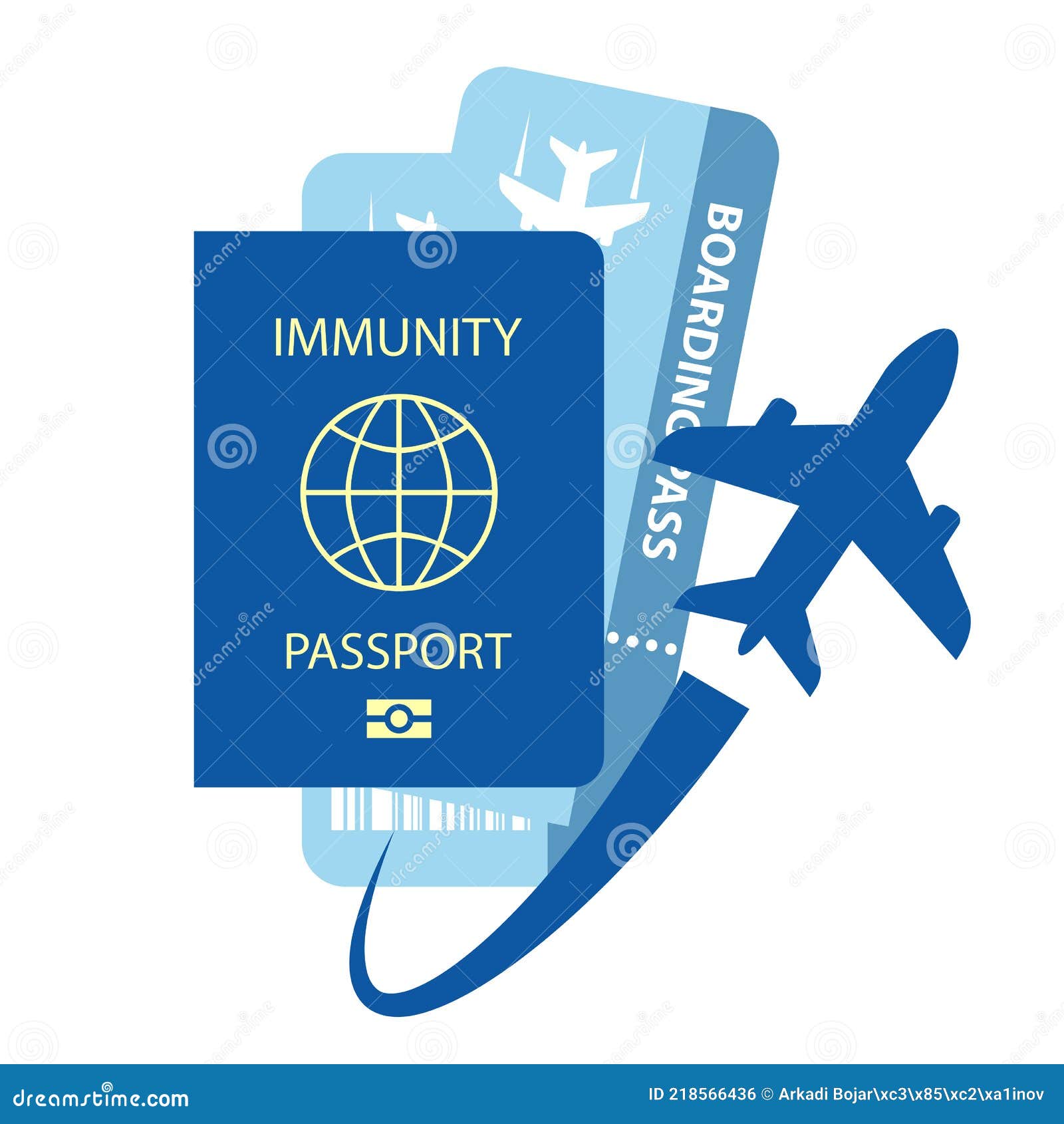 Covid Immunity Passport and Flight Tickets, Travel Concept Stock Vector ...