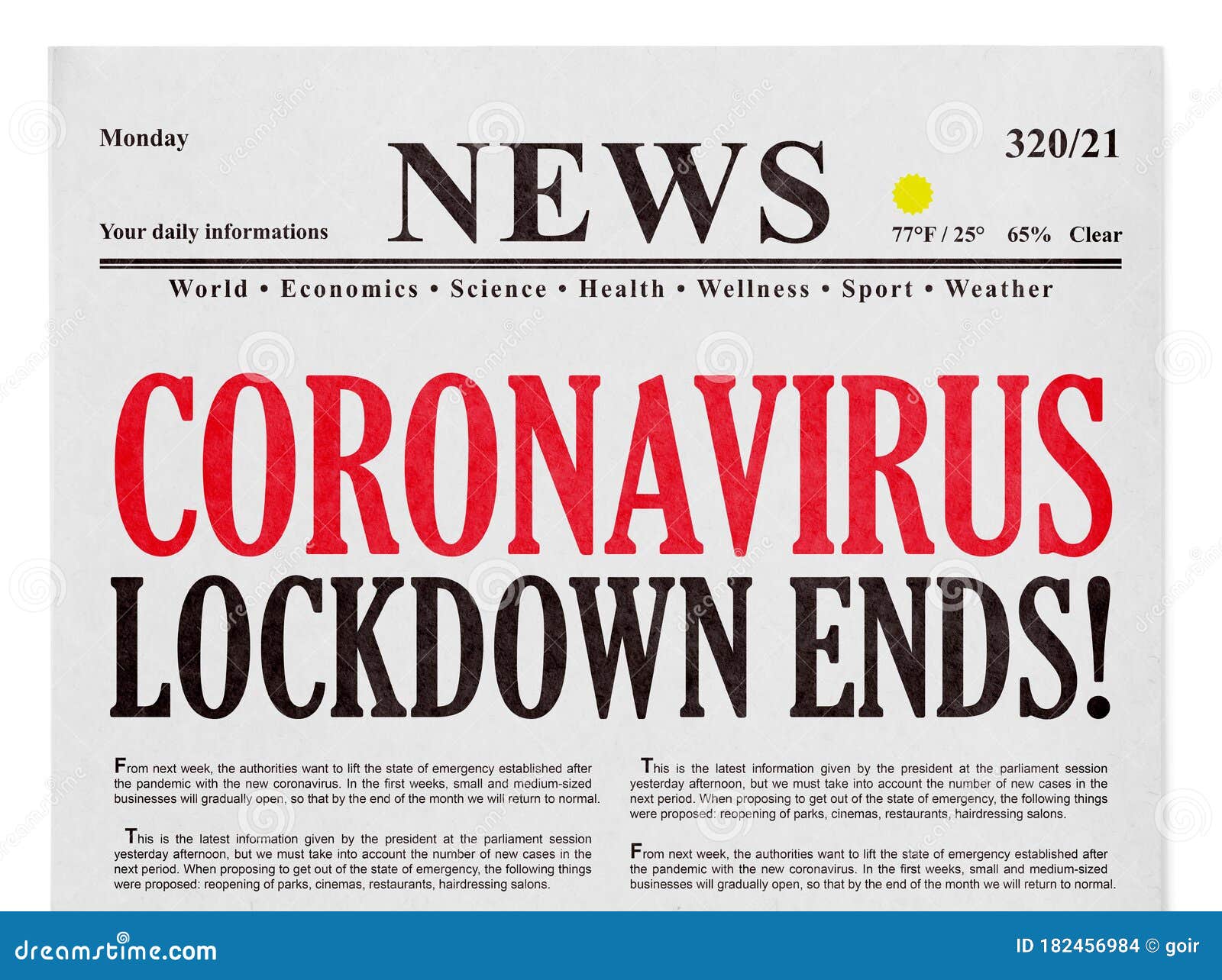 Covid-19 Lockdown Ends Headline Stock Photo - Image of media, headline ...
