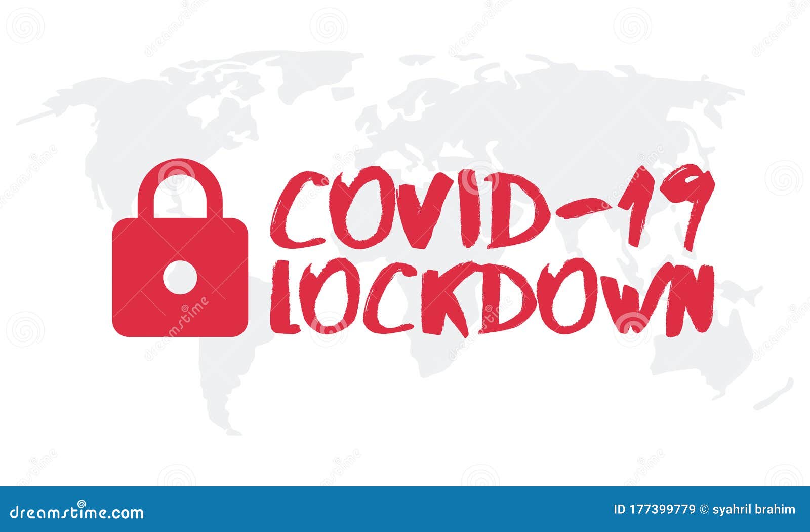 Covid-19 Lockdown Illustration on World Map Background. Stock ...
