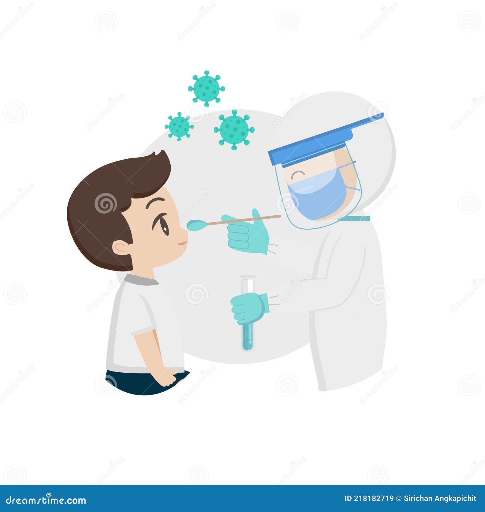 Covid 19 Nasal Swab Test Flat Illustration Stock Illustration ...