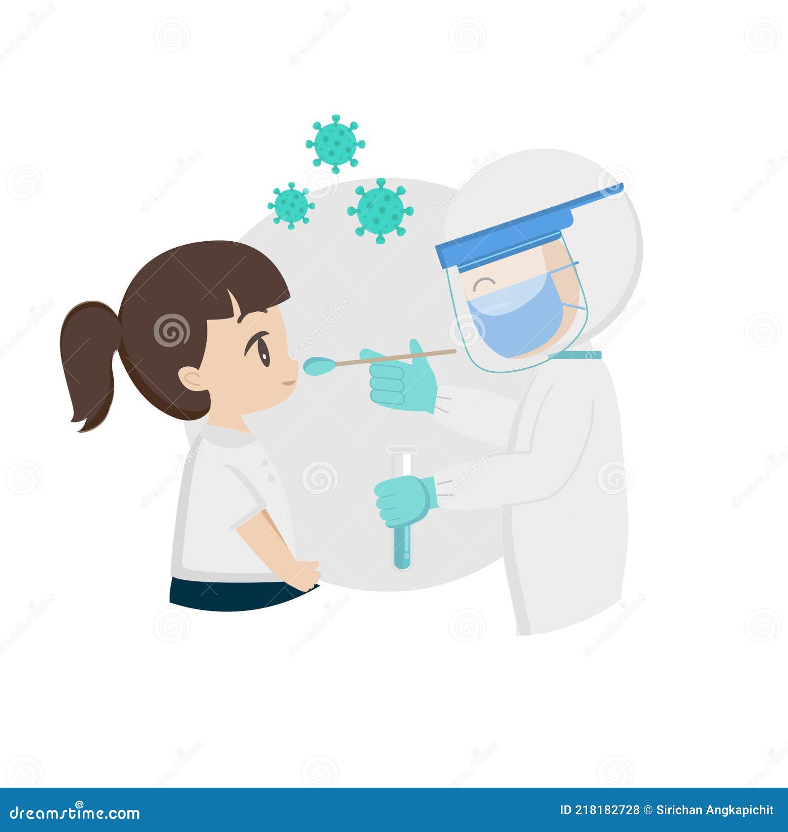 Covid 19 Nasal Swab Test Flat Illustration Stock Illustration ...