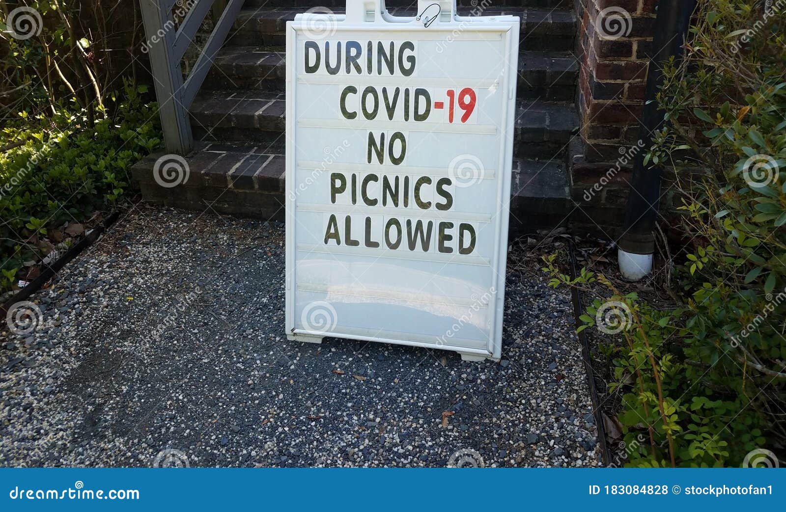 During Covid 19 No Picnics Allowed Information Sign Stock Photo - Image ...