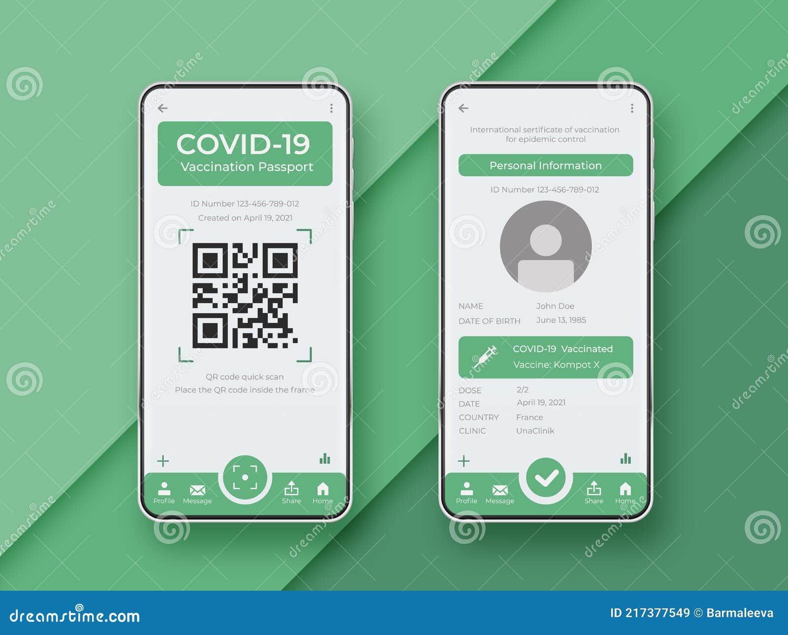 COVID-19 Passport App. Vaccination Passport App Interface. UI Kit on ...