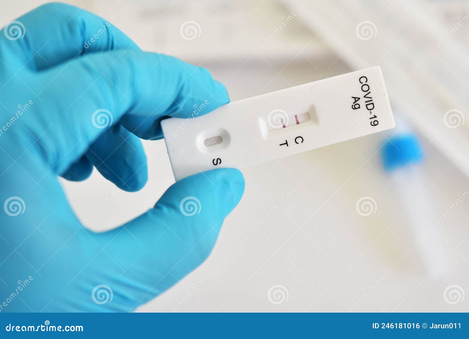 COVID-19 Positive Test by COVID-19 Antigen Test Kit Stock Photo - Image ...