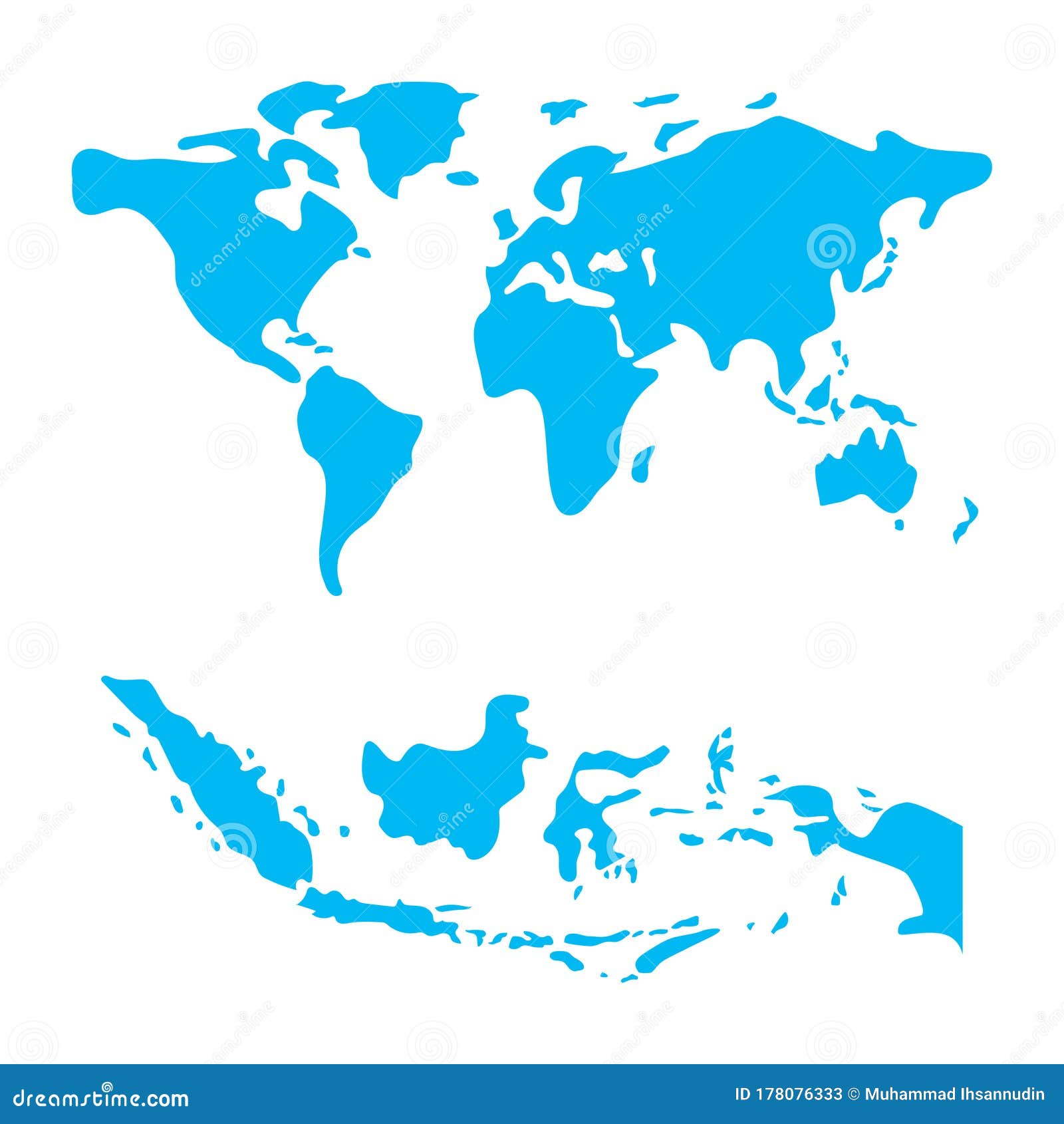 Vector World Map, and Map of Indonesia. Stock Vector - Illustration of ...