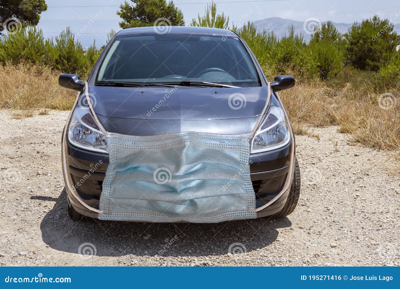 Covid19 Protected Car with Face Mask Stock Photo - Image of protection ...