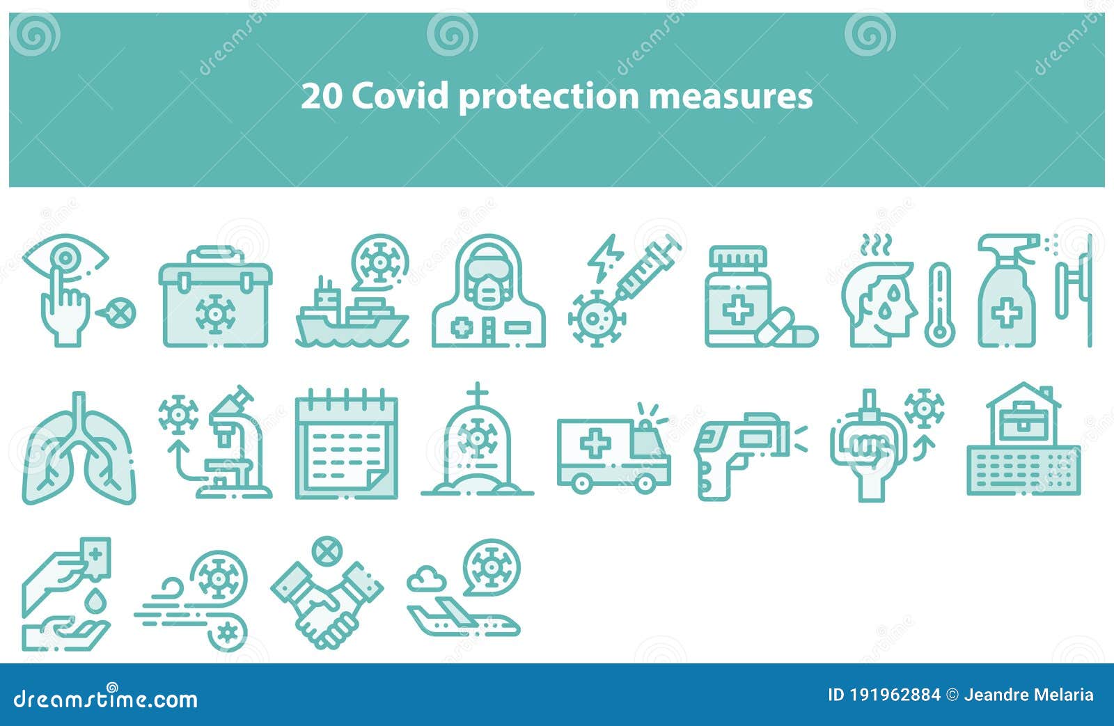 Covid Protection Measures Icon Pack Stock Vector - Illustration of ...