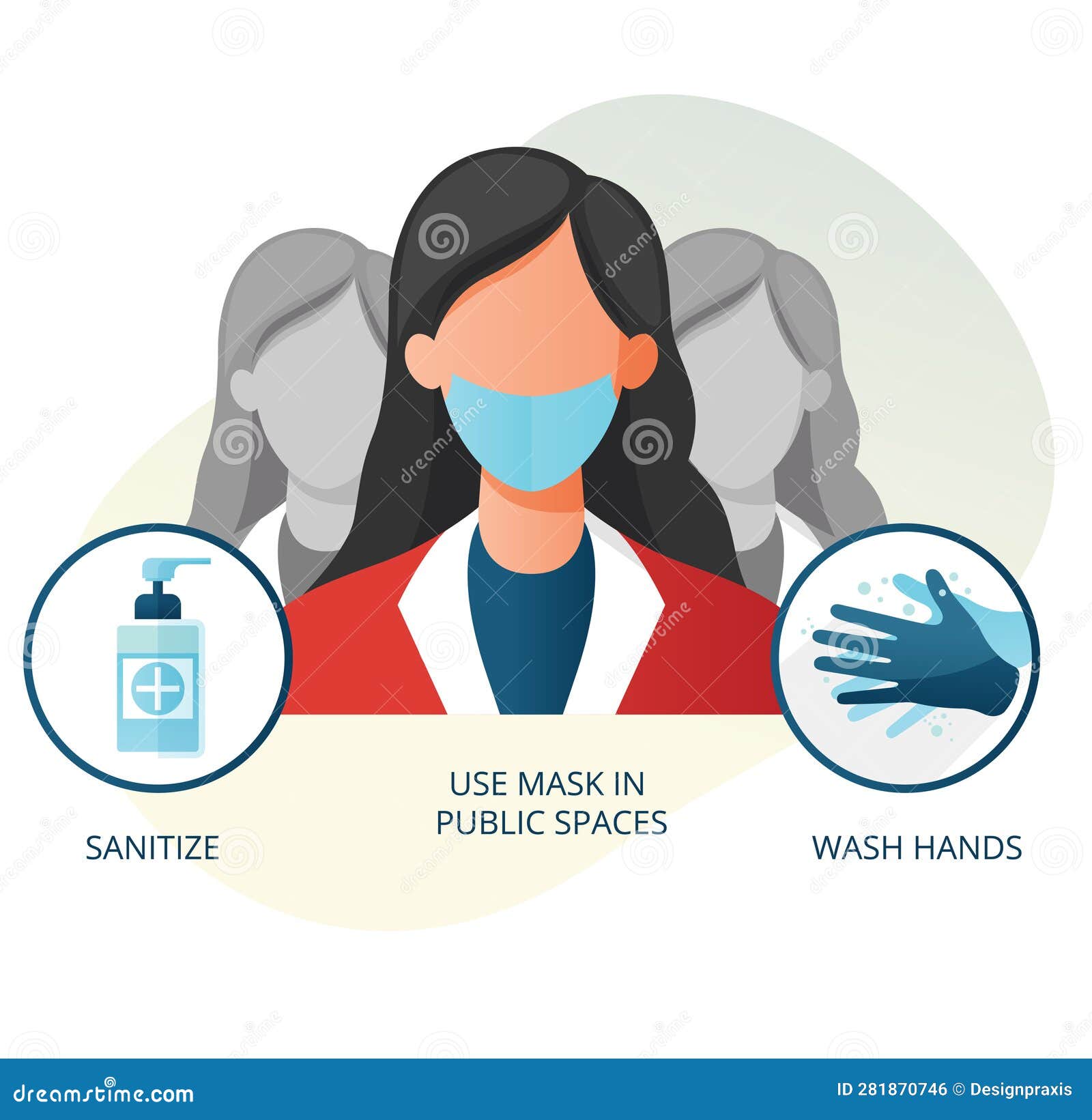 Covid Protocol - Use Mask in Public Places - Illustration Stock ...