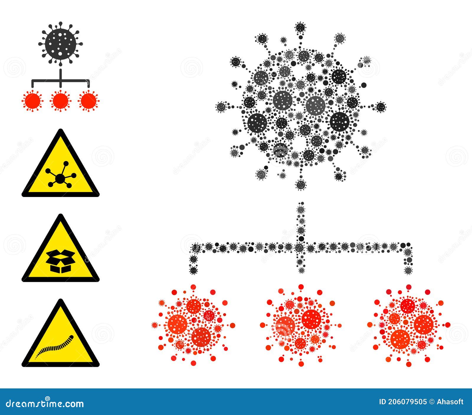 Covid Replication Icon Mosaic from Covid Virus Elements Stock Vector ...