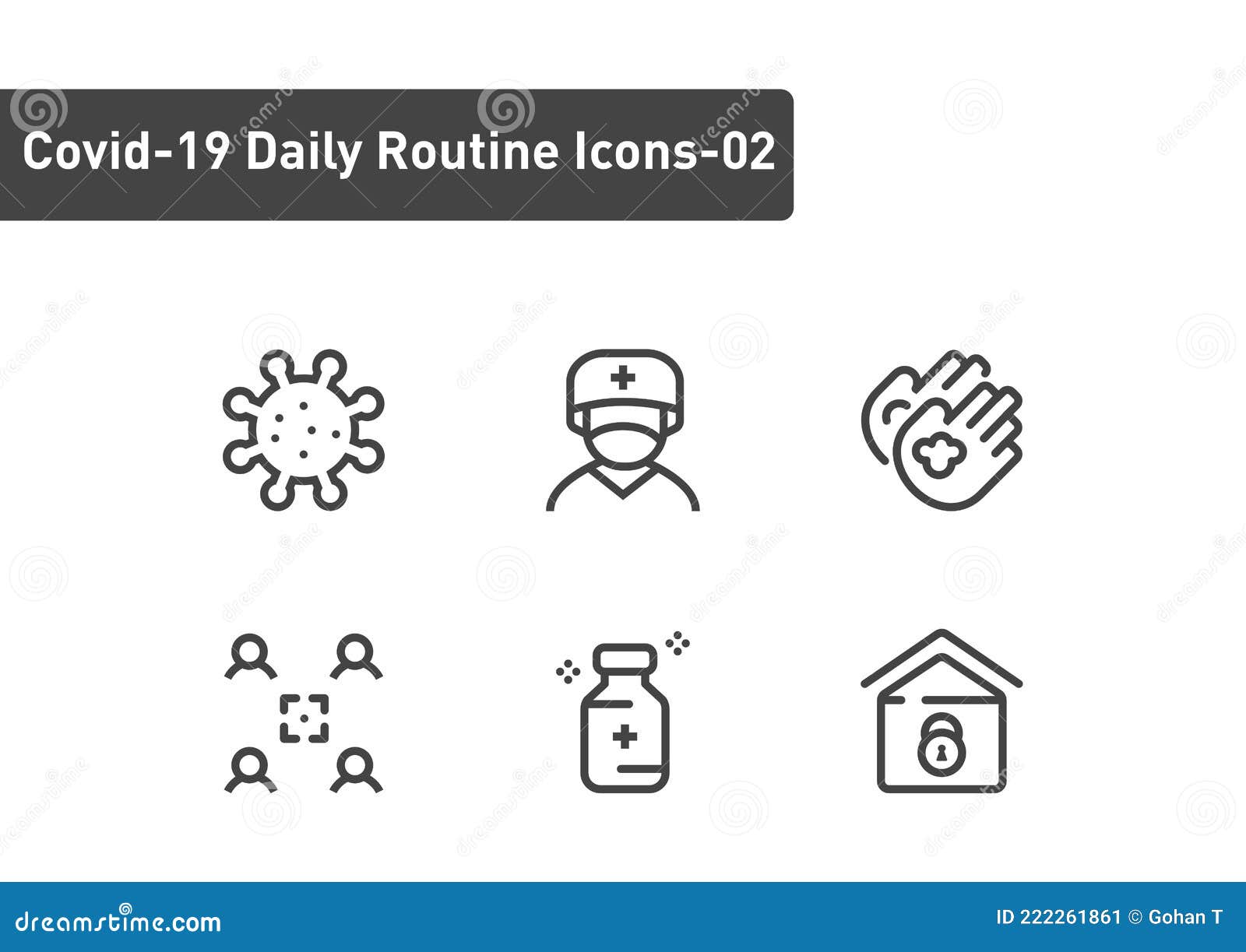 Covid-19 daily Routine Icon Set Isolated on White Background Ep02 Stock ...