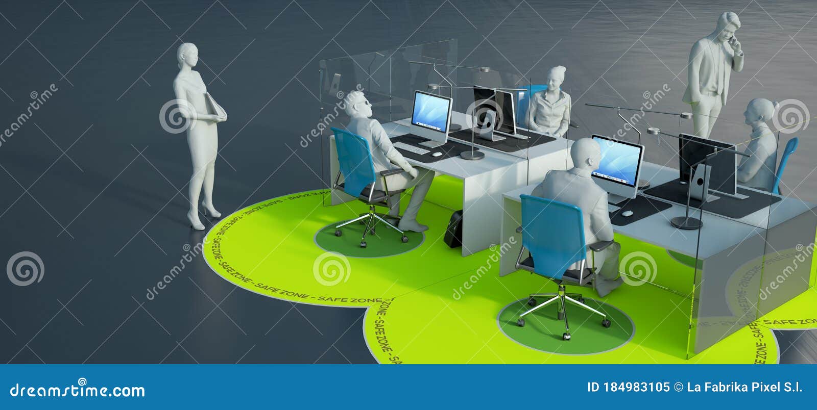 Covid safe office design stock illustration. Illustration of contagion ...