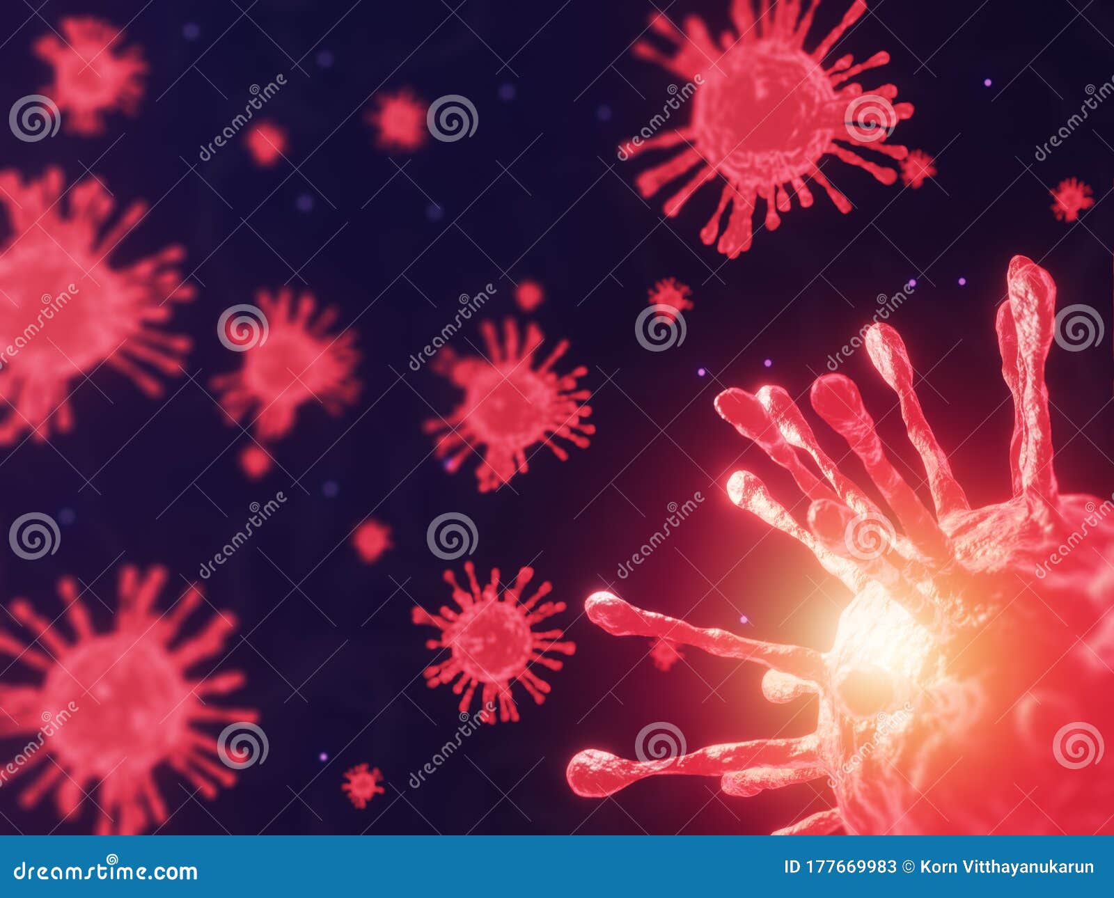 Covid Sars Mers Virus 3D Illustration Concept Model Design Render for ...