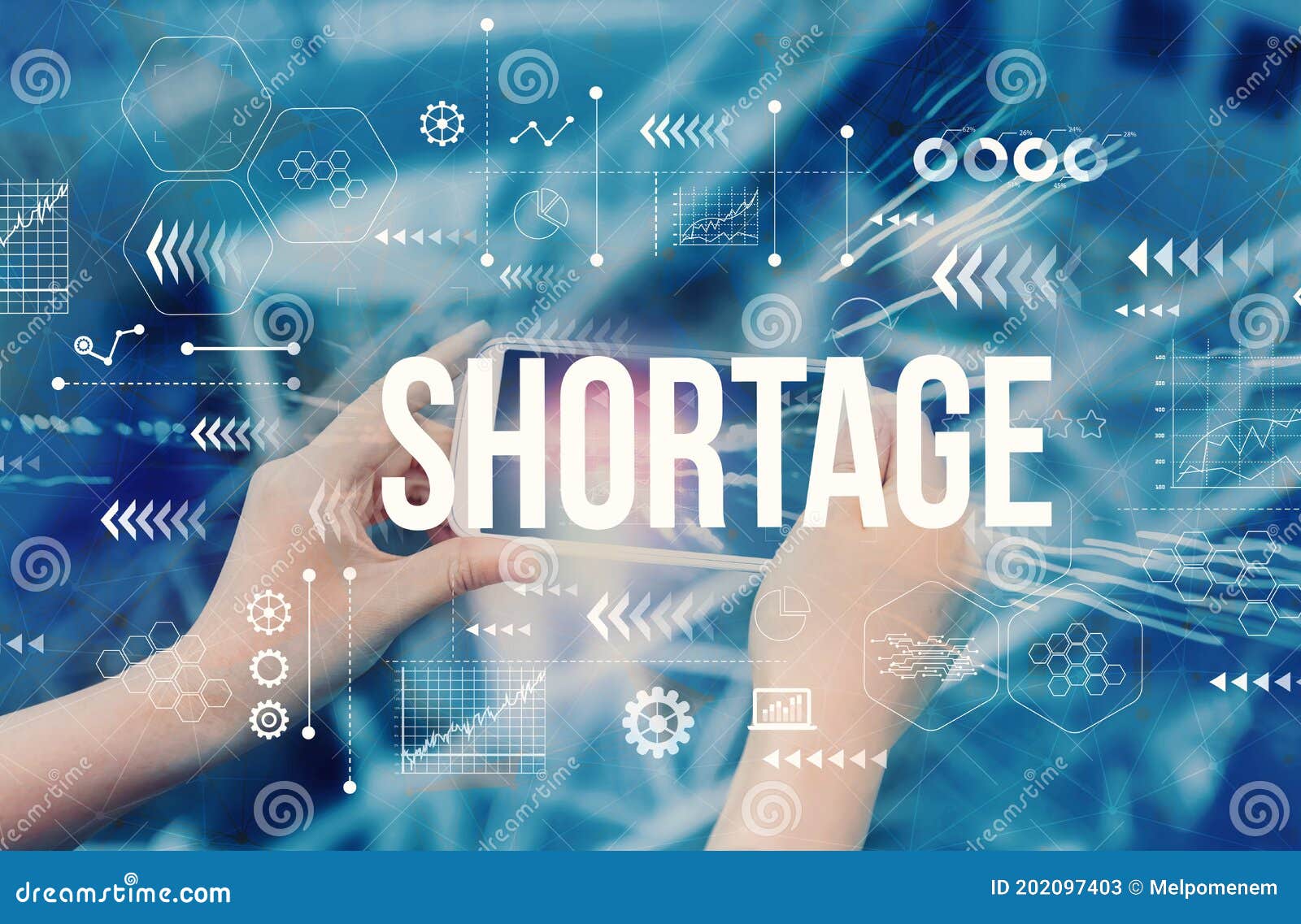 Shortage Theme with Person Using Smartphone Stock Illustration ...