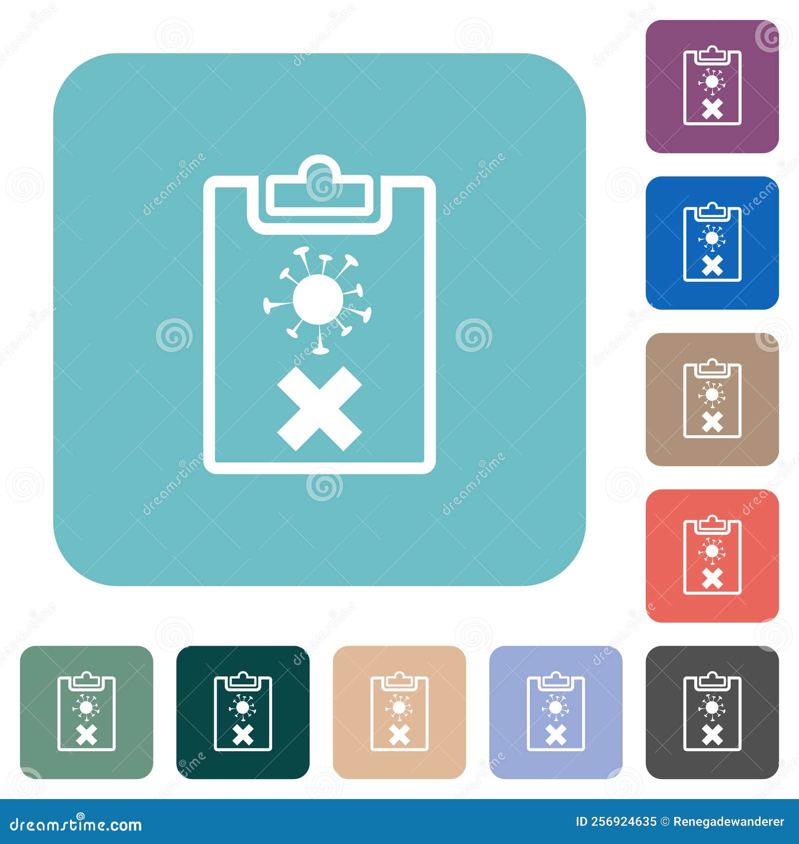 Covid Test Failed Outline Rounded Square Flat Icons Stock Vector ...