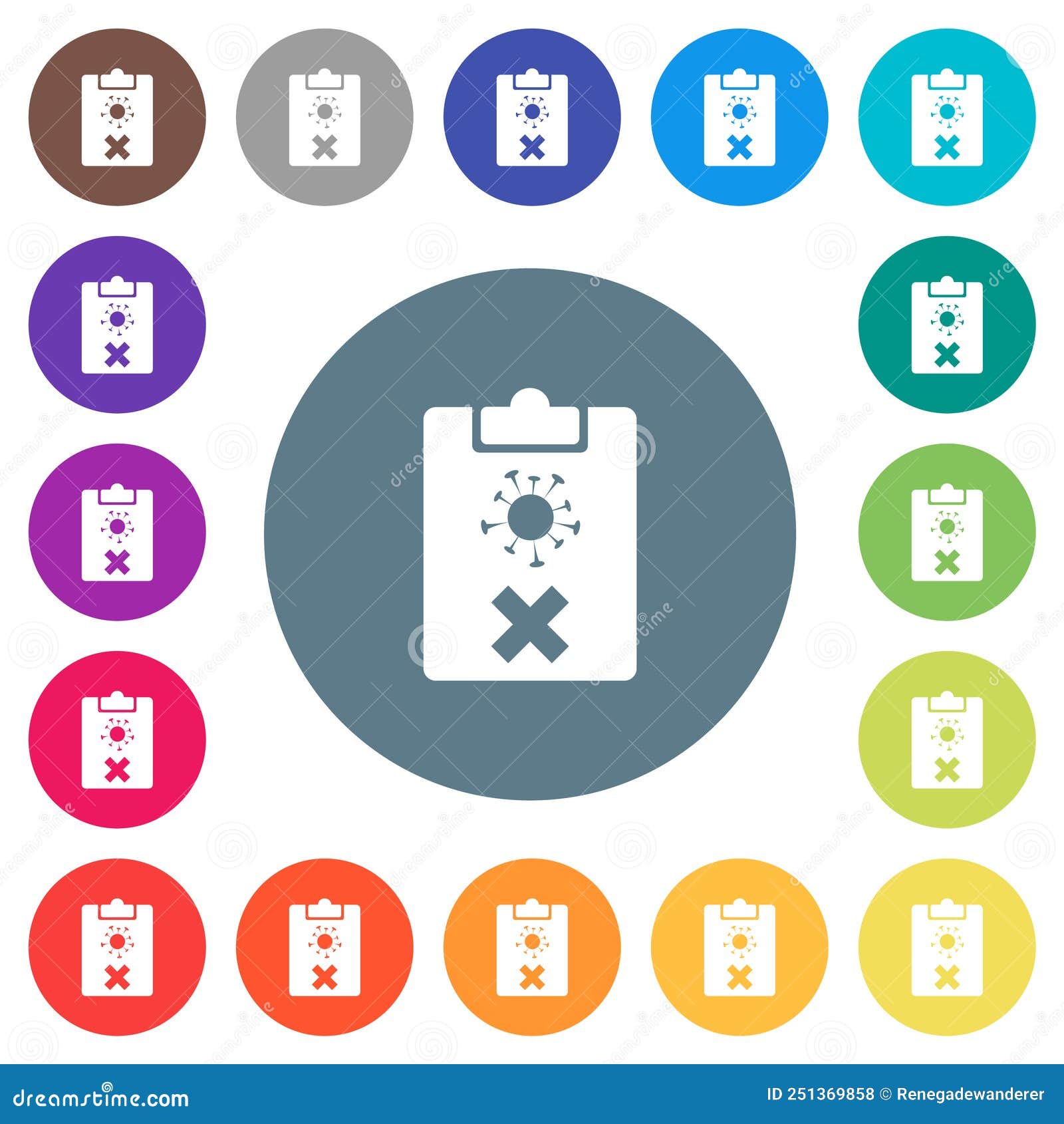 Covid Test Failed Solid Flat White Icons on Round Color Backgrounds ...