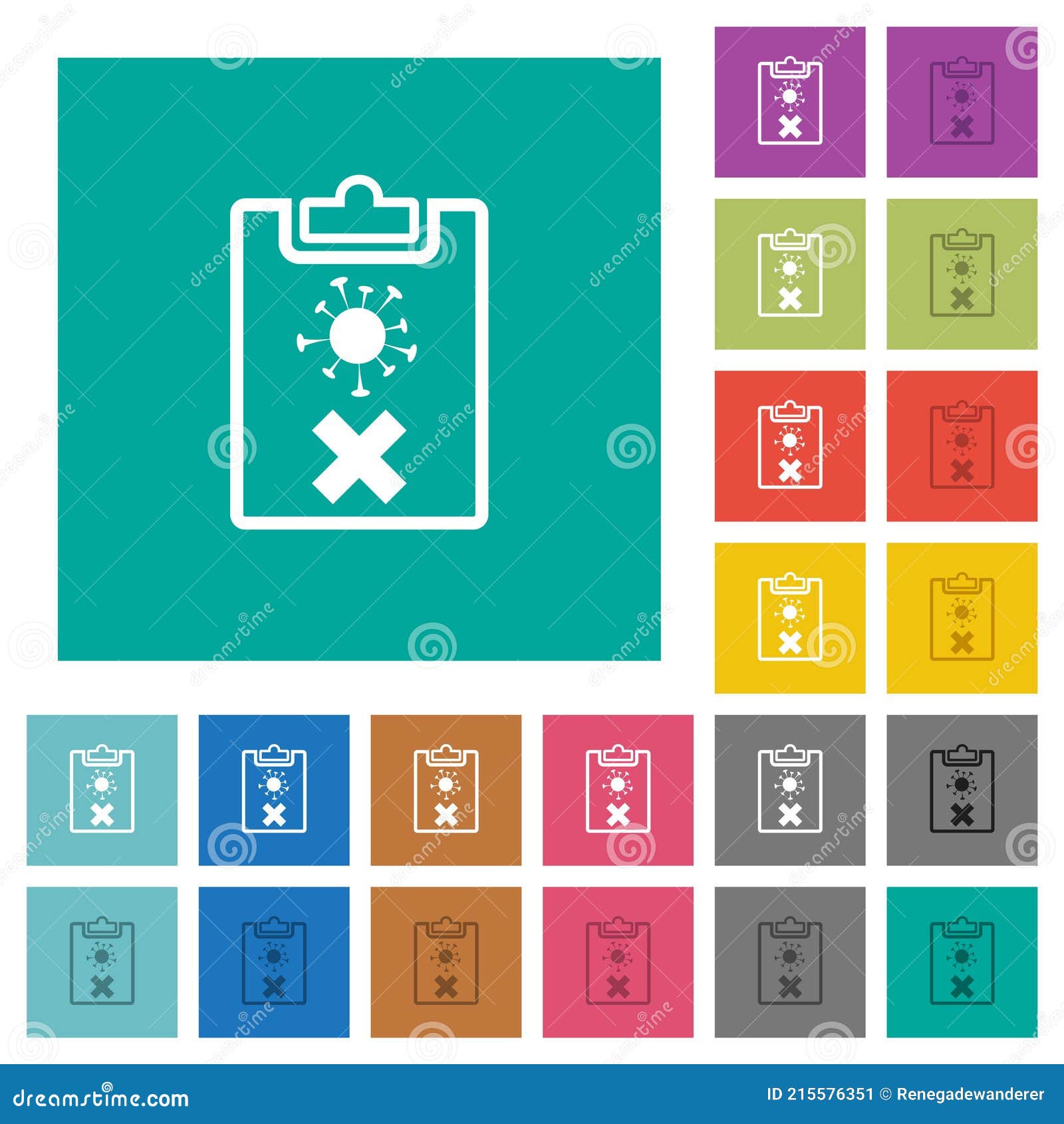 Covid Test Failed Square Flat Multi Colored Icons Stock Vector ...