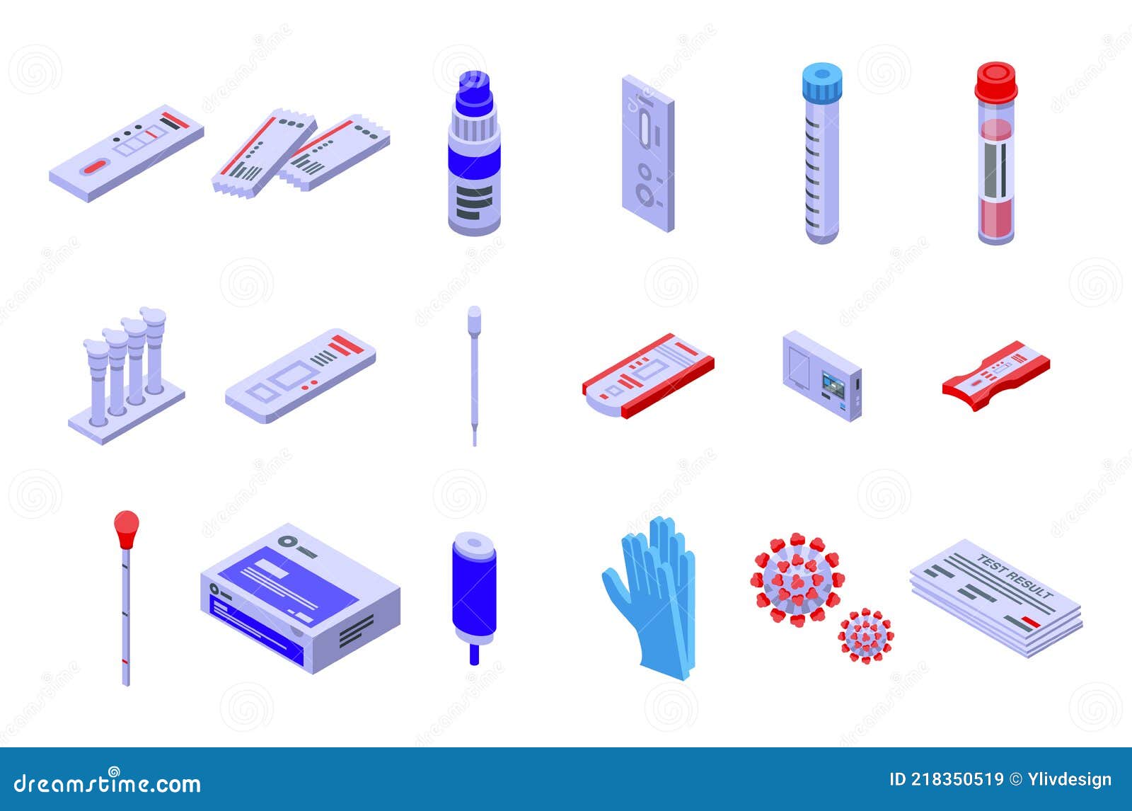 Covid Test Icons Set, Isometric Style Stock Vector - Illustration of ...