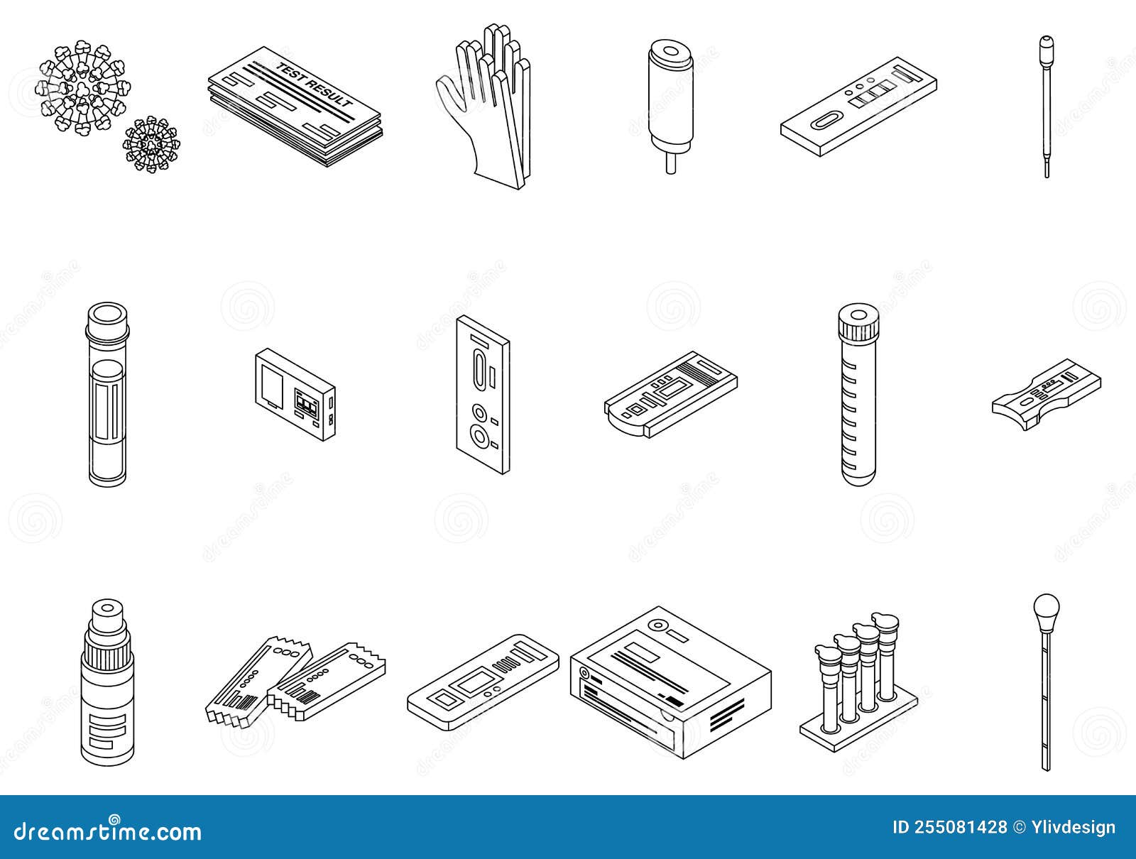 Covid Test Icons Set Vector Outline Stock Illustration - Illustration ...
