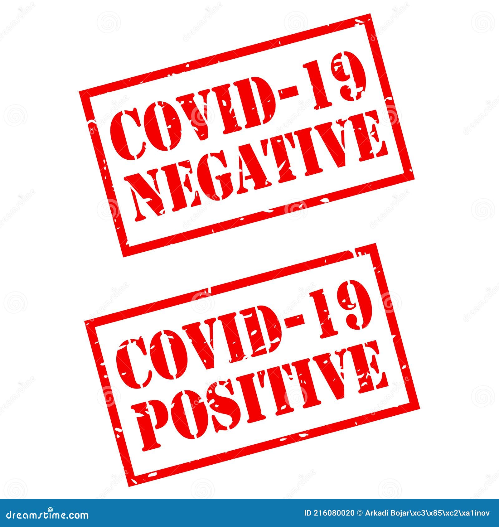 Covid Test Result, Negative and Positive Stamp Stock Vector ...