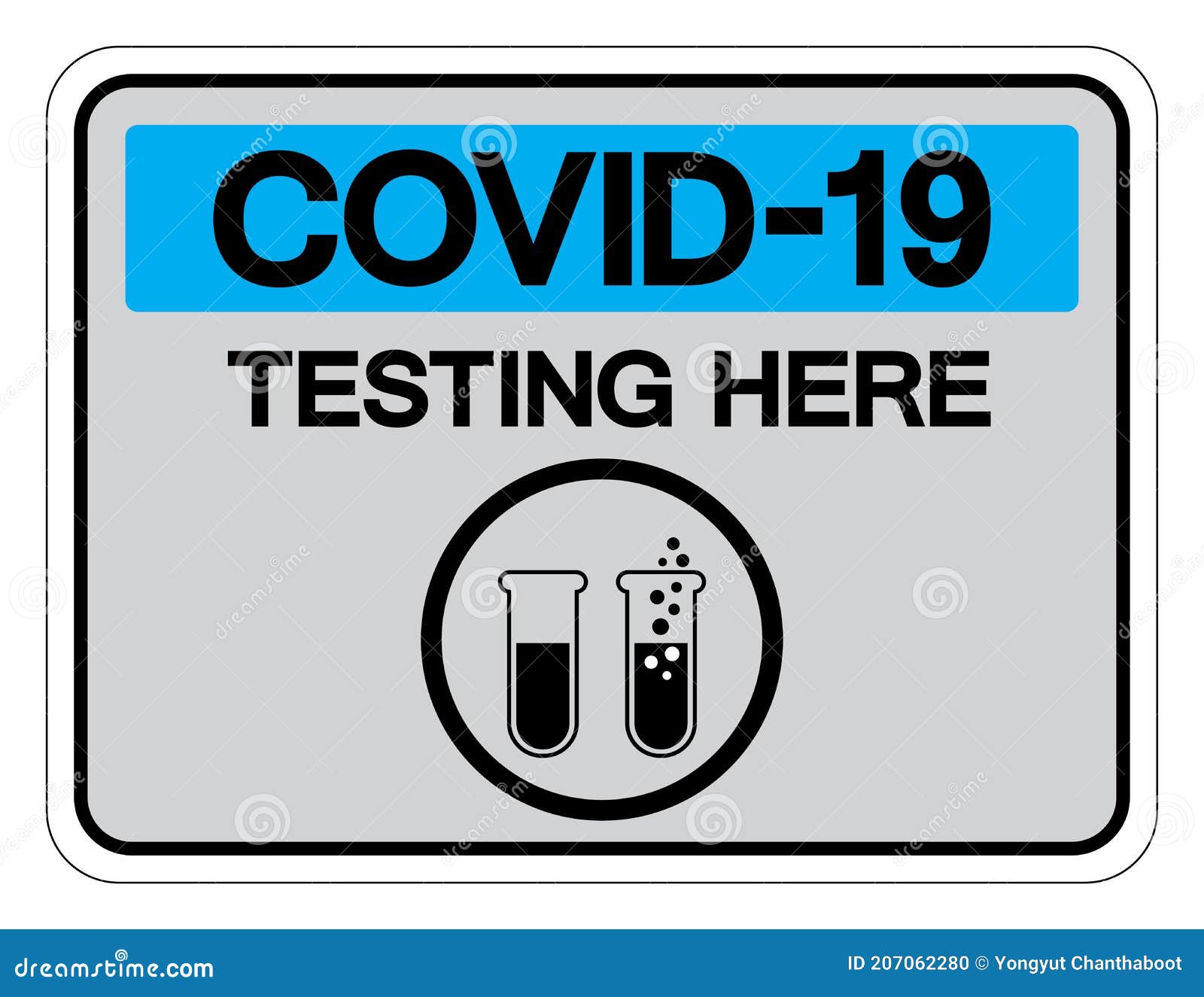COVID-19 Testing Here Symbol Sign, Vector Illustration, Isolate on ...