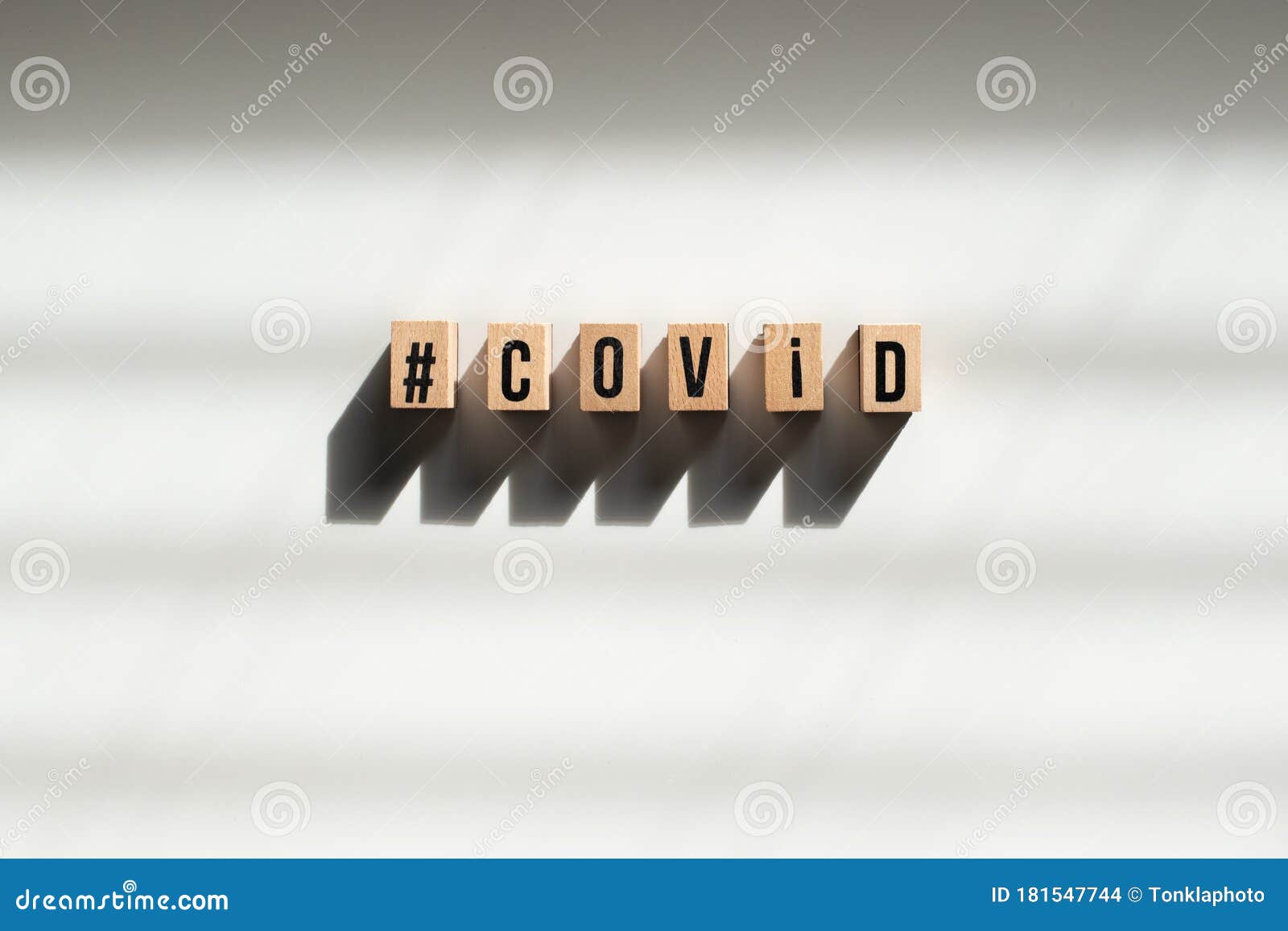 ` Covid ` Text Made of Wooden Cube on White Background with Shadow ...