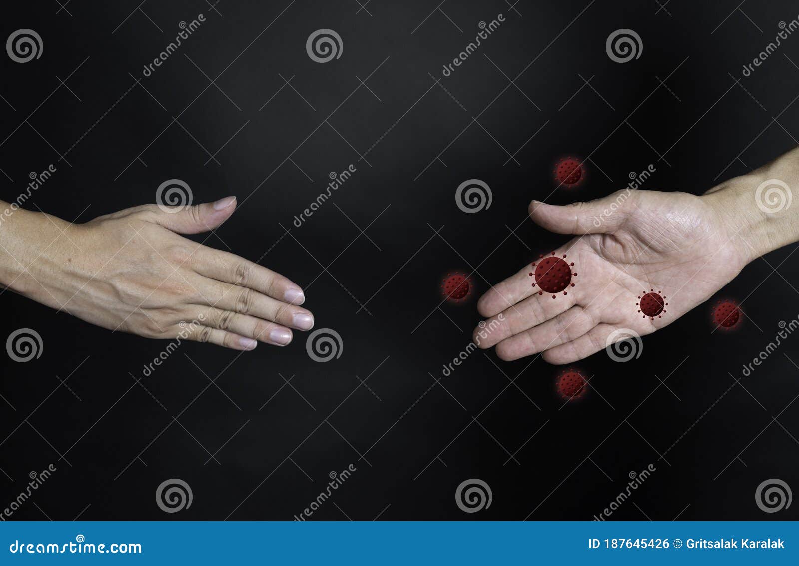 COVID-19 Transmitted / Virus and Bacteria / Shake Hand Stock Photo ...