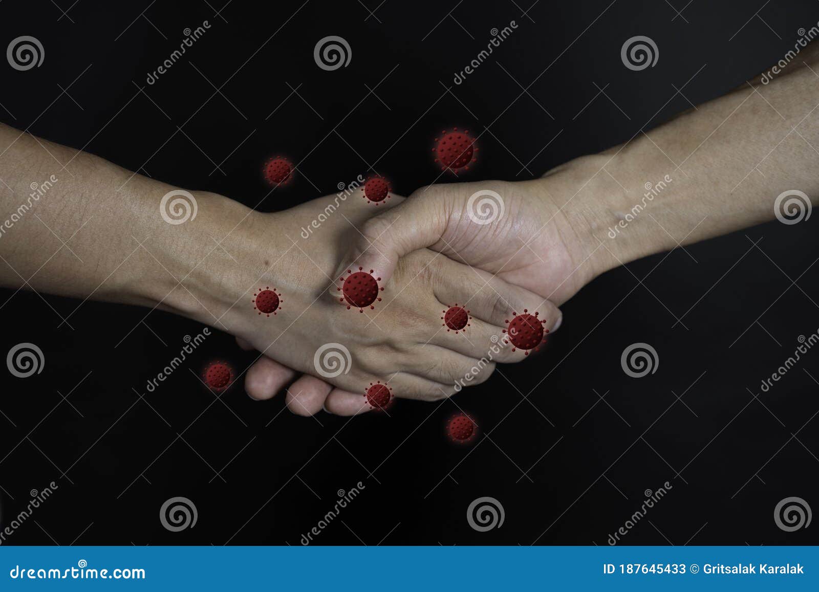 COVID-19 Transmitted / Virus and Bacteria / Shake Hand Stock Image ...