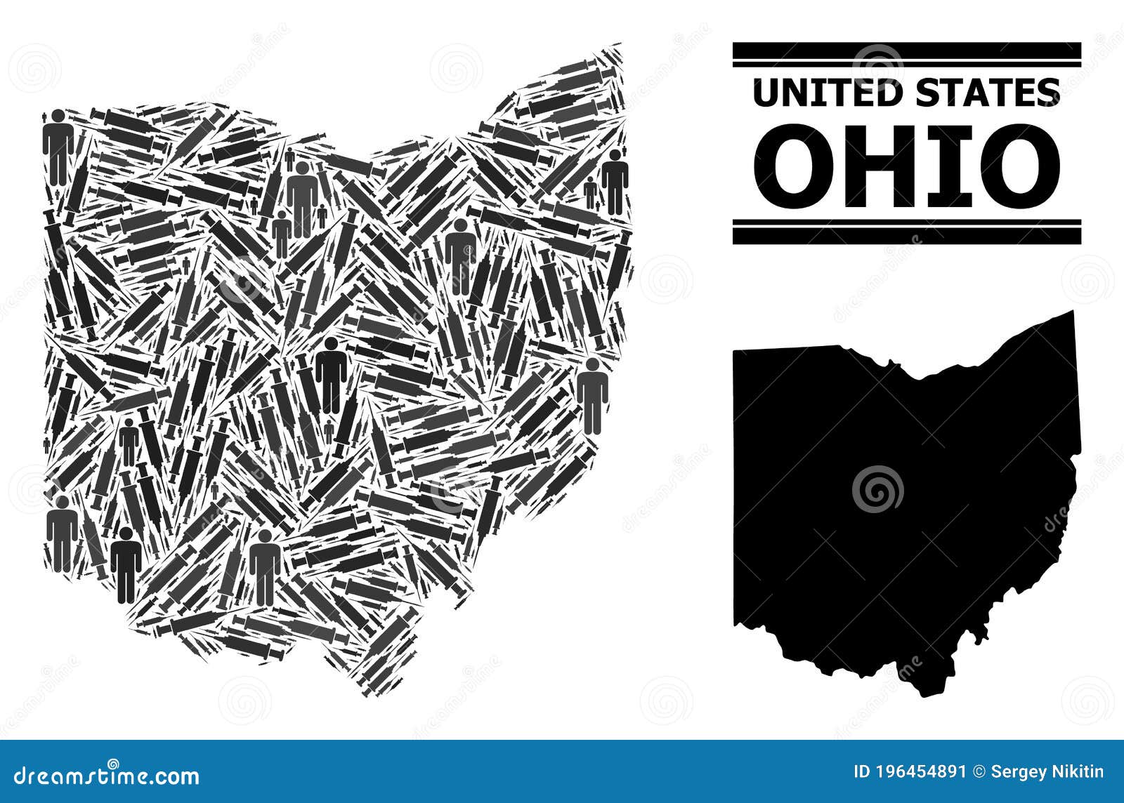 Ohio People Map. Detailed Vector Silhouette. Mixed Crowd Of Men And ...