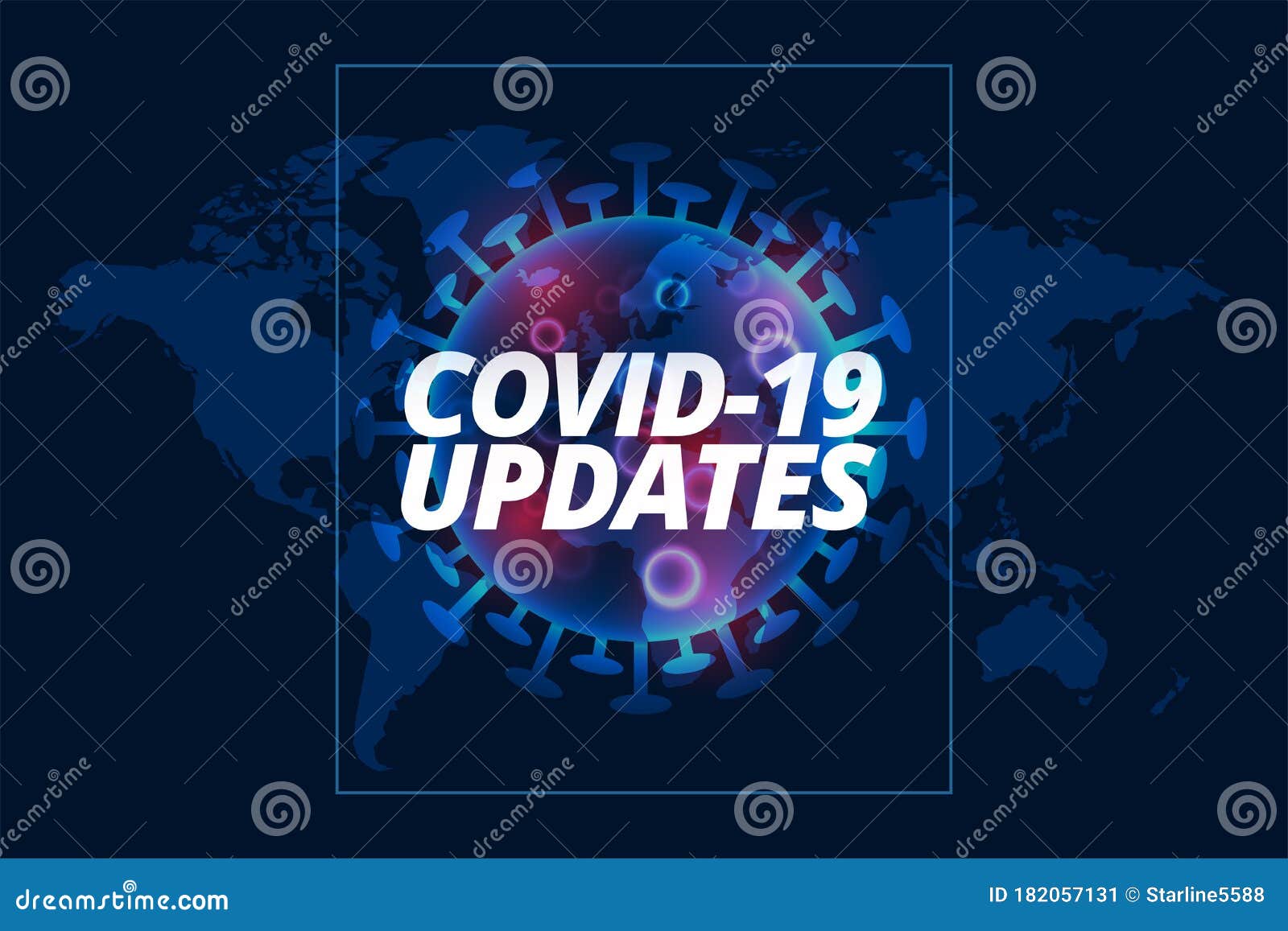 Covid-19 Updates Background with Virus Cell Template Stock Vector ...