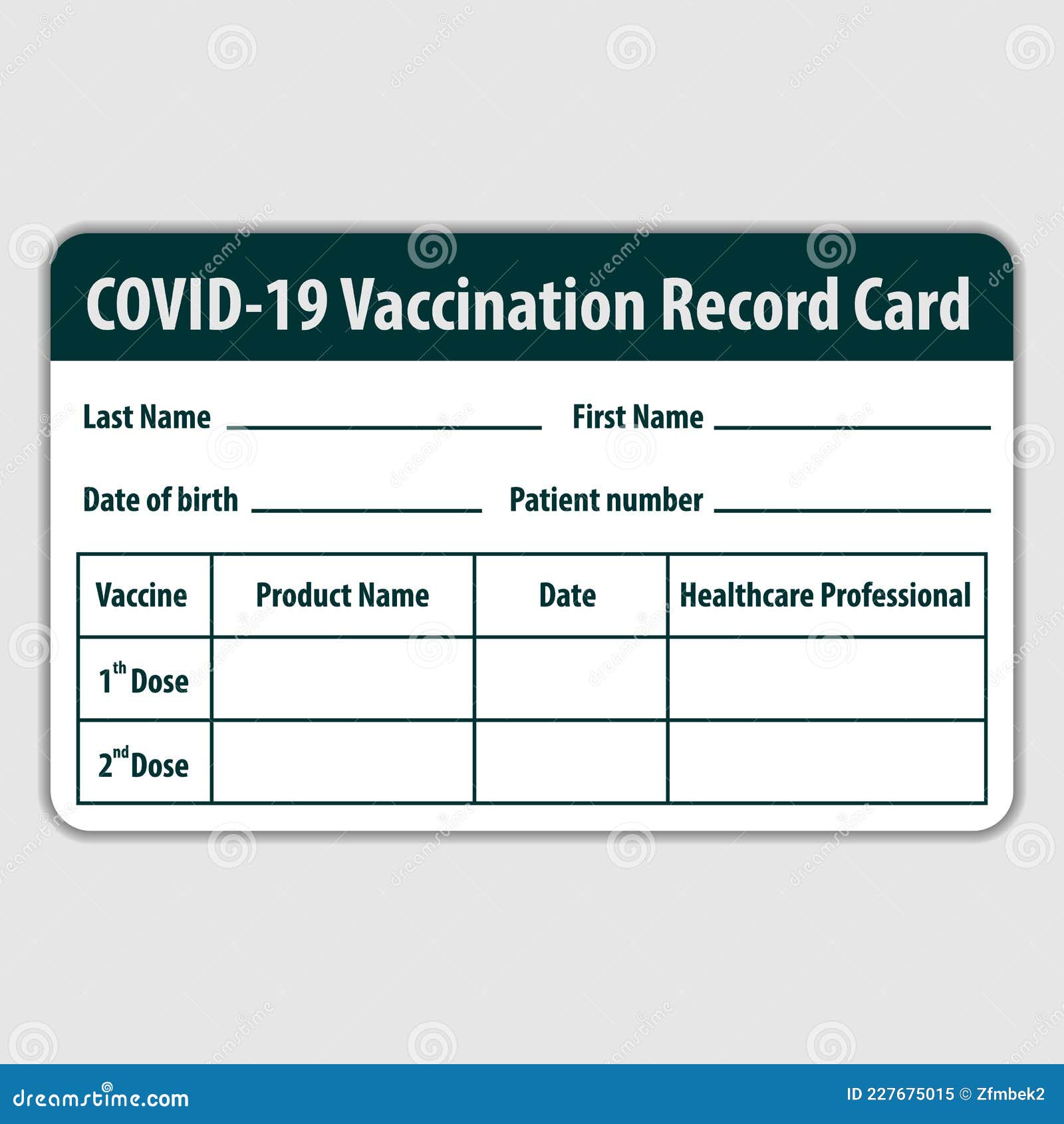 Covid 19 Vaccination Card Mockup. Vector Template Stock Vector ...