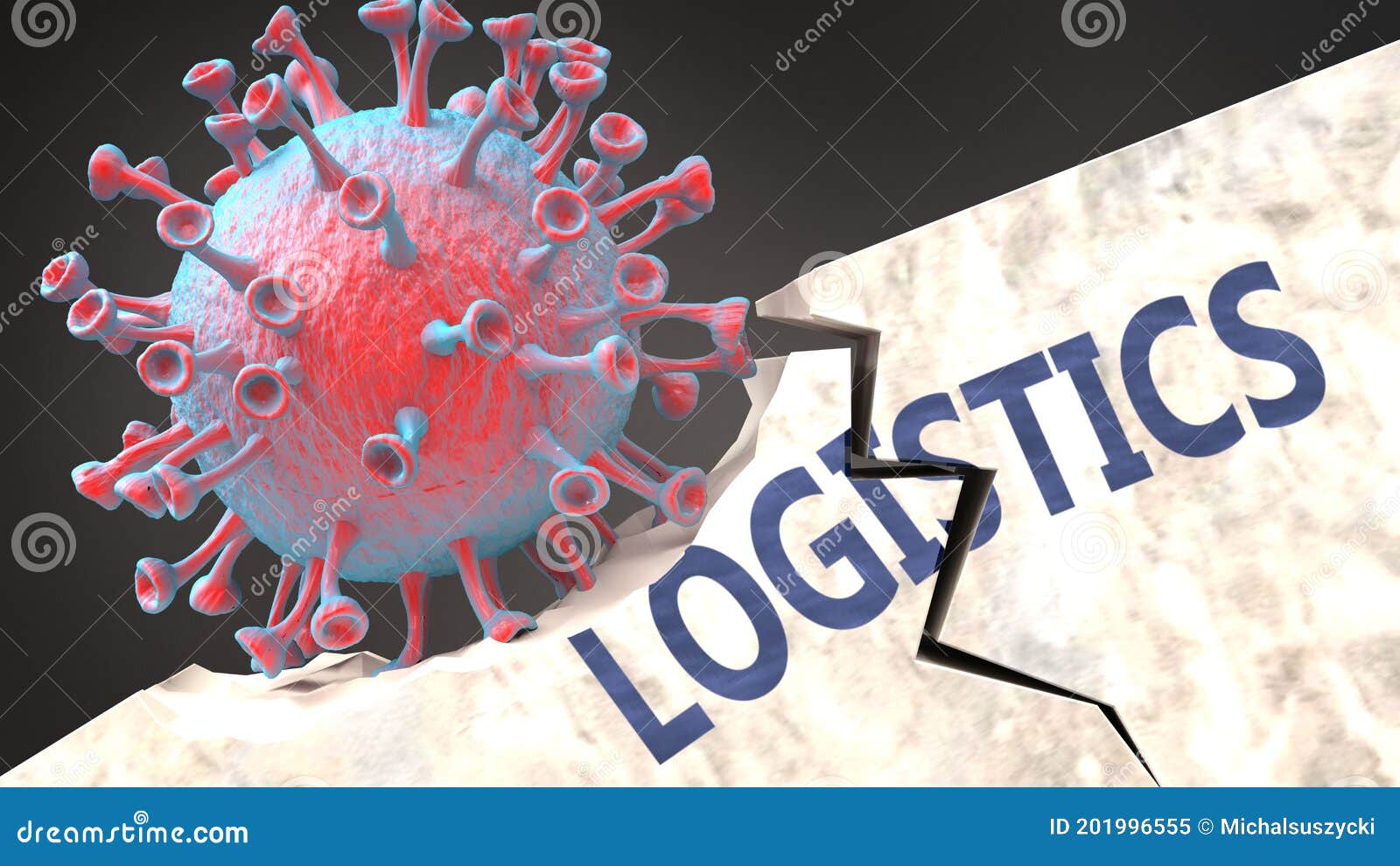 Covid Virus Destroying Logistics - Big Corona Virus Breaking a Solid ...