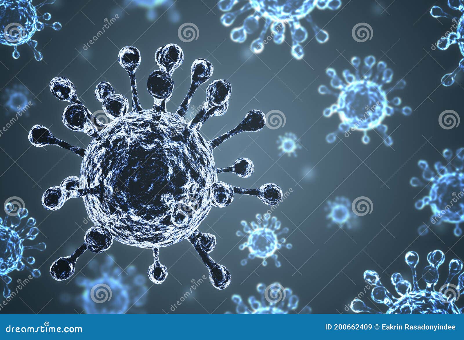 Covid-19 Virus Germs Cells or Coronavirus Illustration 3D Render Stock ...